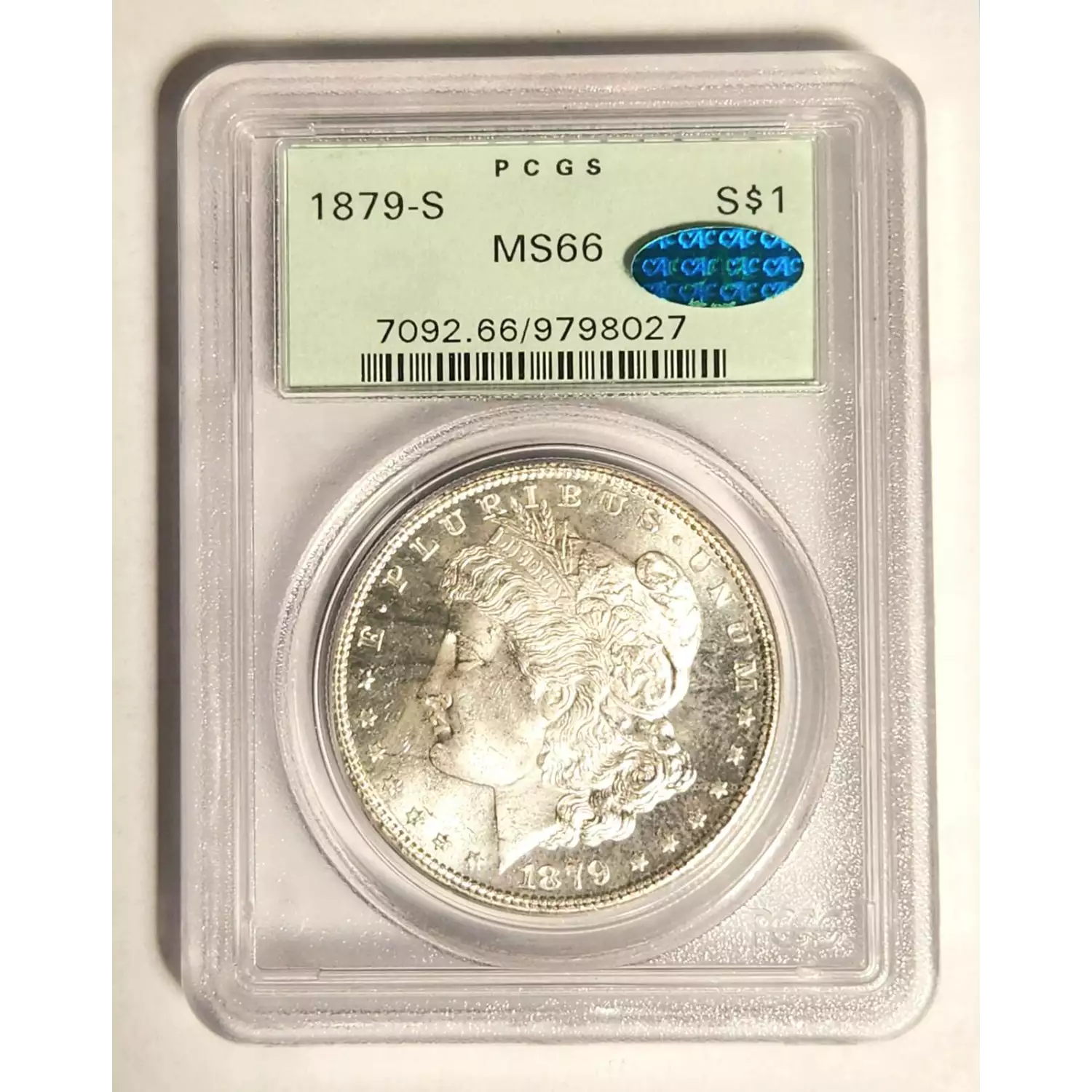 1879-S Morgan Silver Dollar PCGS MS-66 - PRETTY - OLD GREEN HOLDER - OGH CAC - Bob Paul Rare Coins
