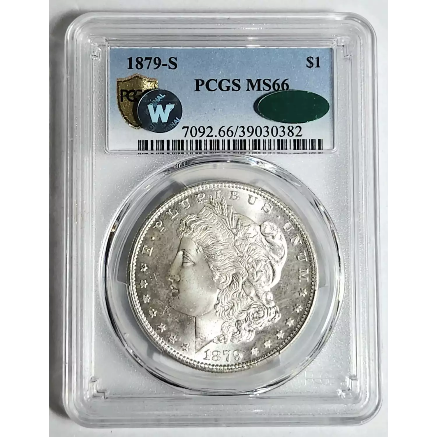 1879-S Morgan Silver Dollar PCGS MS-66 CAC, Sight White - Bob Paul Rare Coins