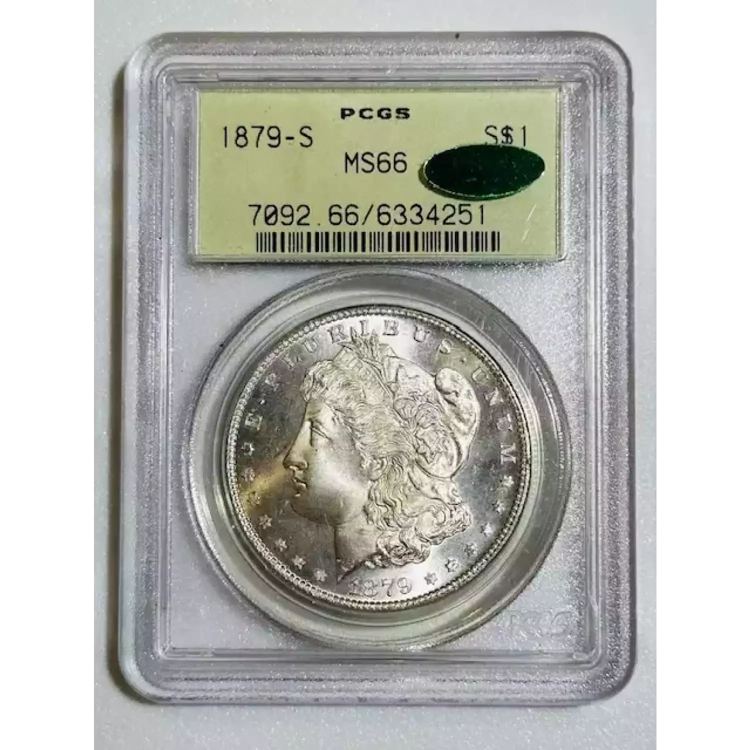 1879-S Morgan Silver Dollar PCGS MS-66 Old Green Holder OGH- LOW CAC POP CAC - Bob Paul Rare Coins