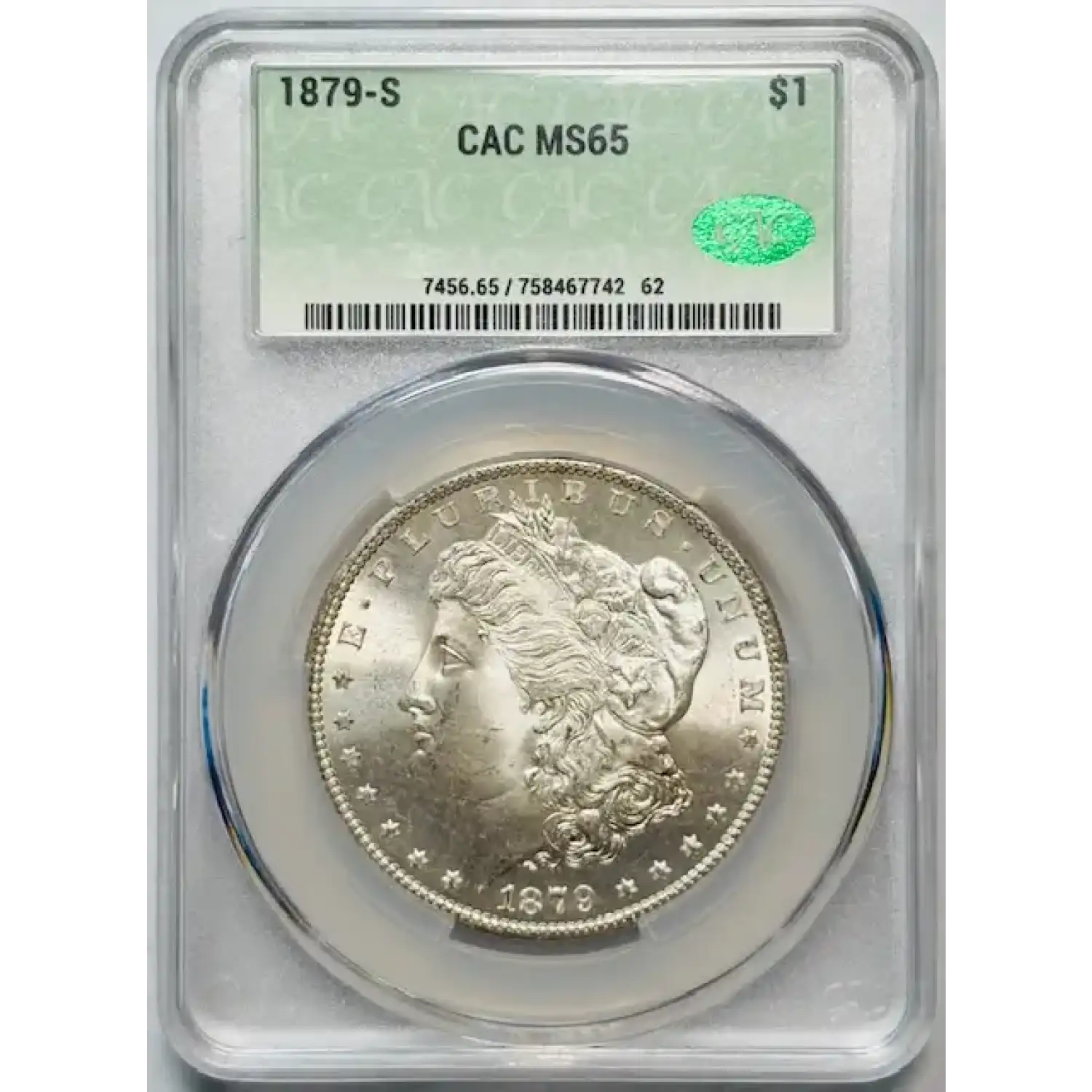 1879-S Morgan Silver Dollar CACG MS 65 CAC - Bob Paul Rare Coins