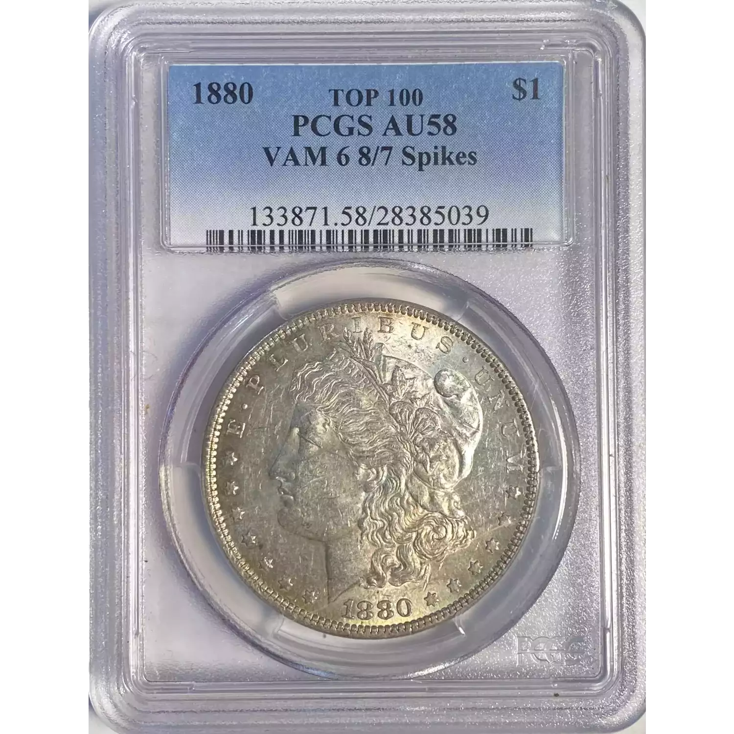 1880 Morgan Silver Dollar PCGS AU-58 8/7 Overdate VAM 6 - Bob Paul Rare Coins