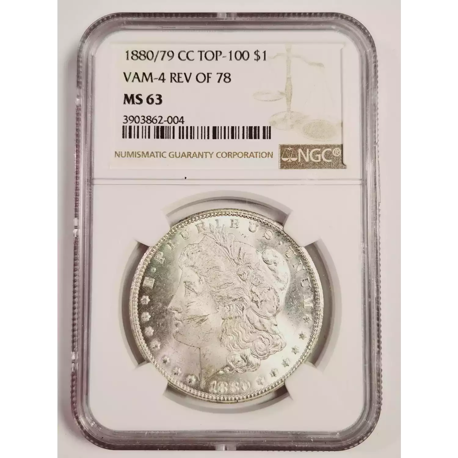 1880/79-CC NGC MS-63 VAM-4 REV OF 78 - Top 100 - White! Morgan Silver Dollar - Bob Paul Rare Coins
