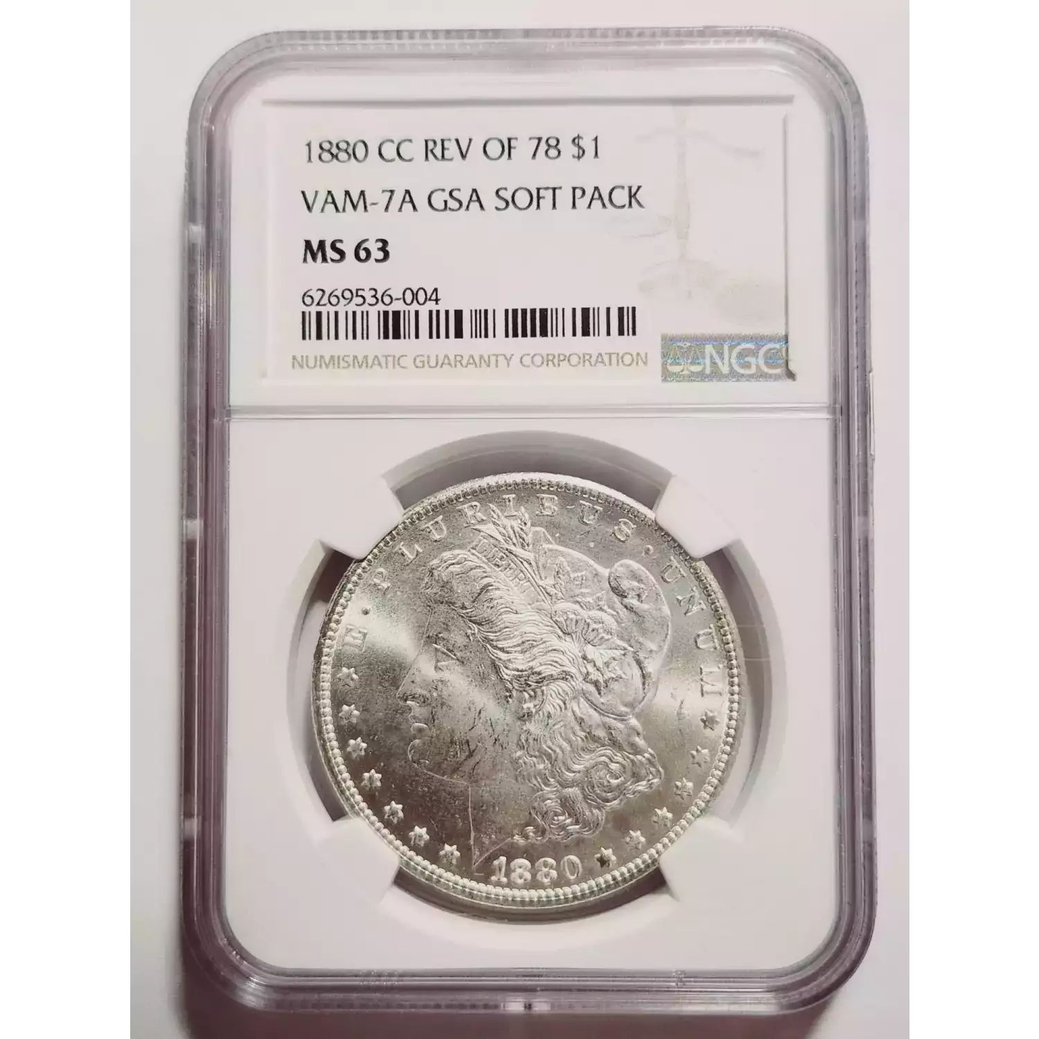 1880-CC Morgan Silver Dollar NGC MS-63 CC - REV OF 78 -VAM-7A GSA SOFT PACK - Bob Paul Rare Coins