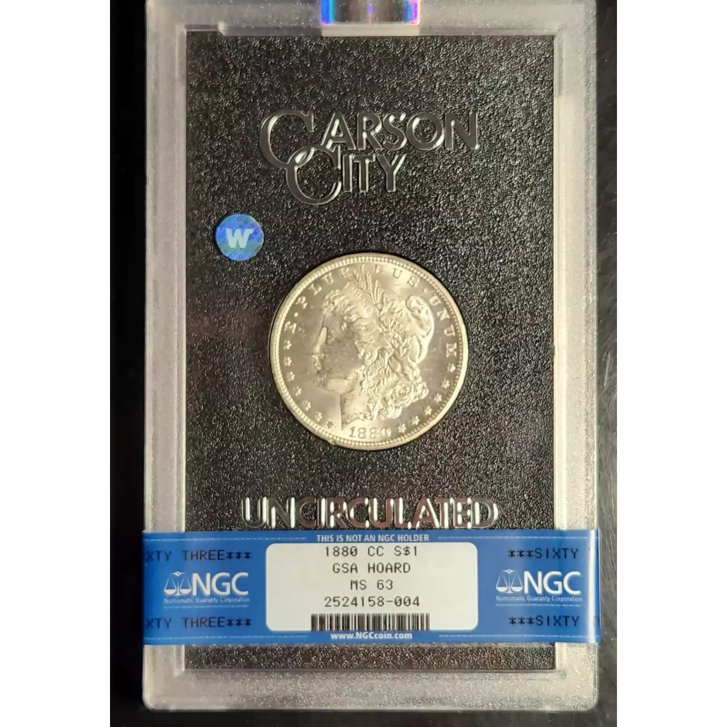 1880-CC Morgan Silver Dollar NGC MS-63 GSA HOARD - BOX & PAPERS Sight White - Bob Paul Rare Coins