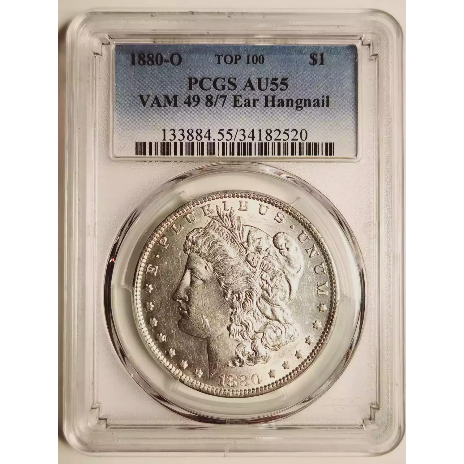 1880-O Morgan Silver Dollar PCGS AU-55 VAM 49 8/7 Ear Hangnail - Top 100 - White Rare - Bob Paul ...