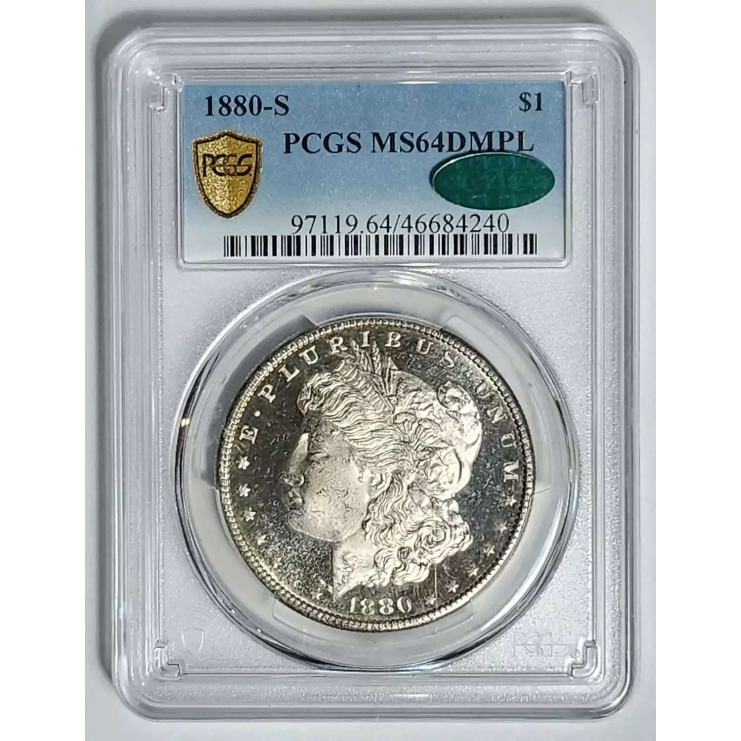 1880-S Morgan Silver Dollar PCGS MS-64 DMPL - CAMEO! CAC - Bob Paul Rare Coins