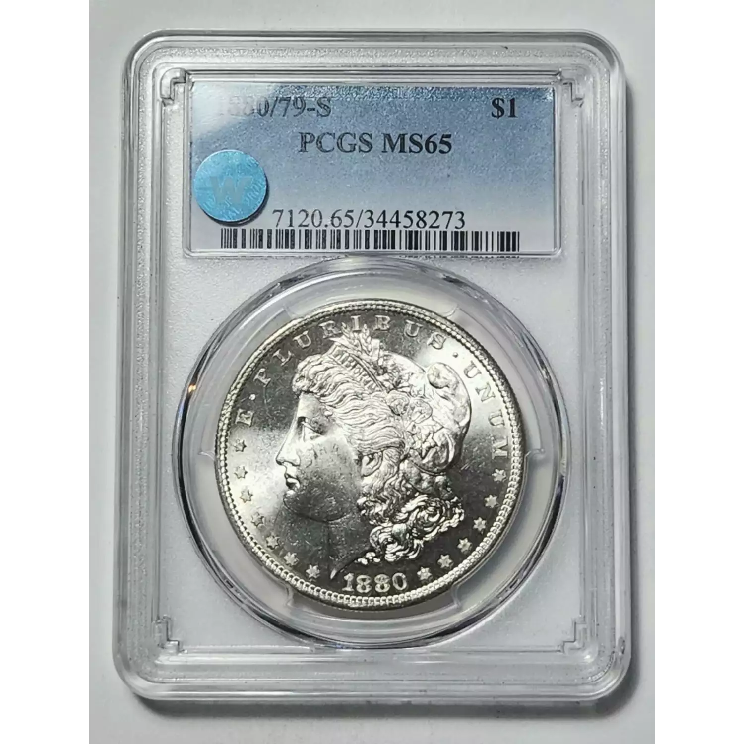 1880/79-S Morgan Silver Dollar PCGS MS-65 80/79 - SIGHTWHITE Sight ...