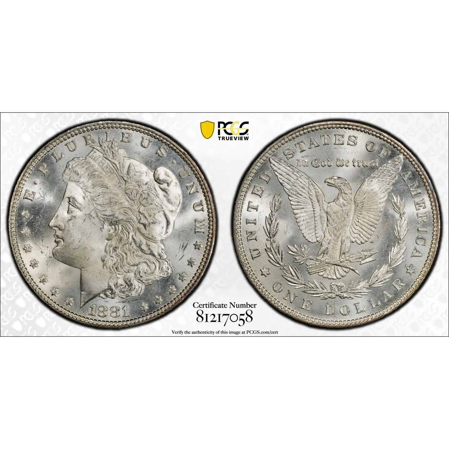 1881 Morgan Silver Dollar PCGS MS-64 Sight White - Bob Paul Rare Coins