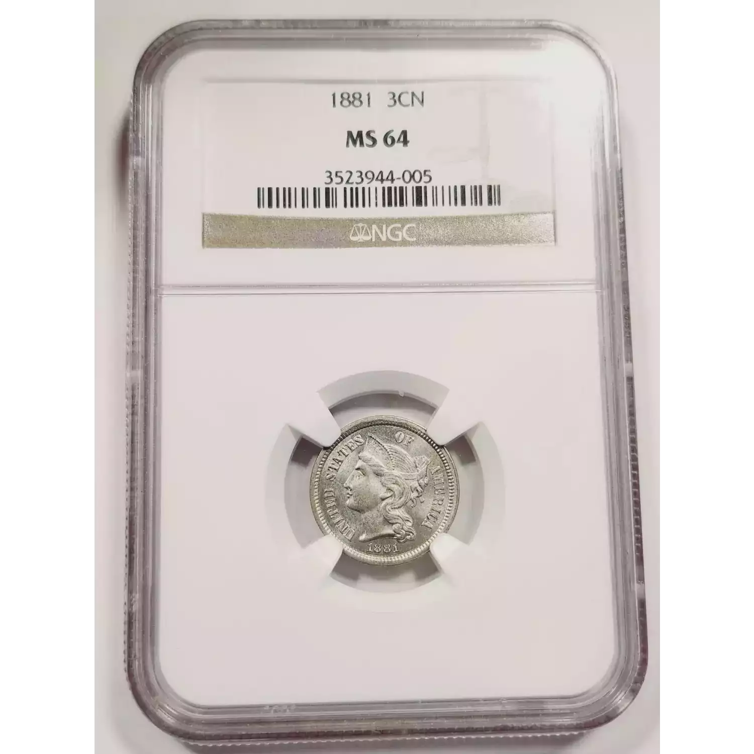 1881 Three Cent Pieces (Nickel) NGC MS-64 - CLEAN LOOK! - Bob Paul Rare ...