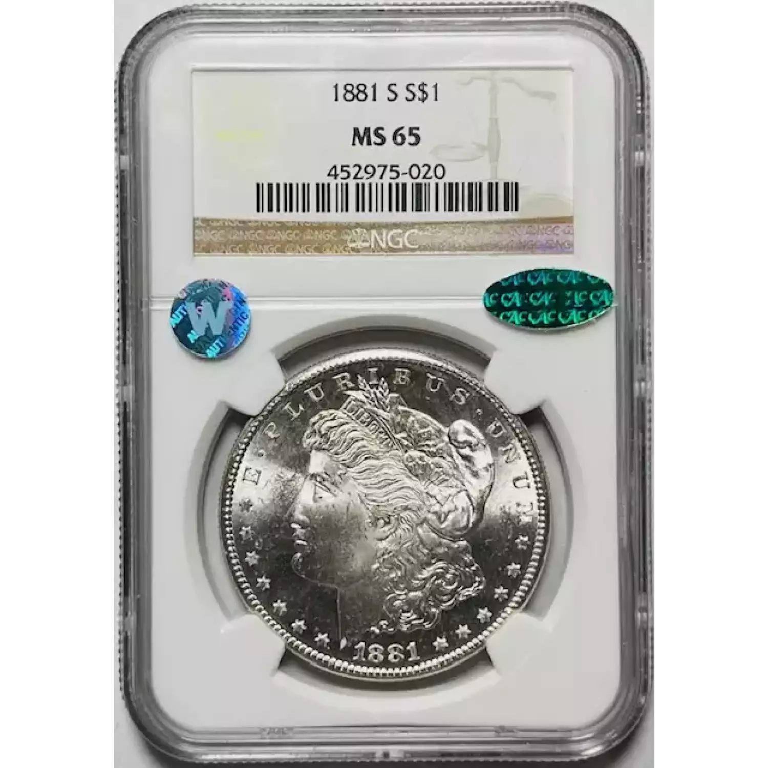 1881-S Morgan Silver Dollar NGC MS-65 CAC, Sight White - Bob Paul Rare ...