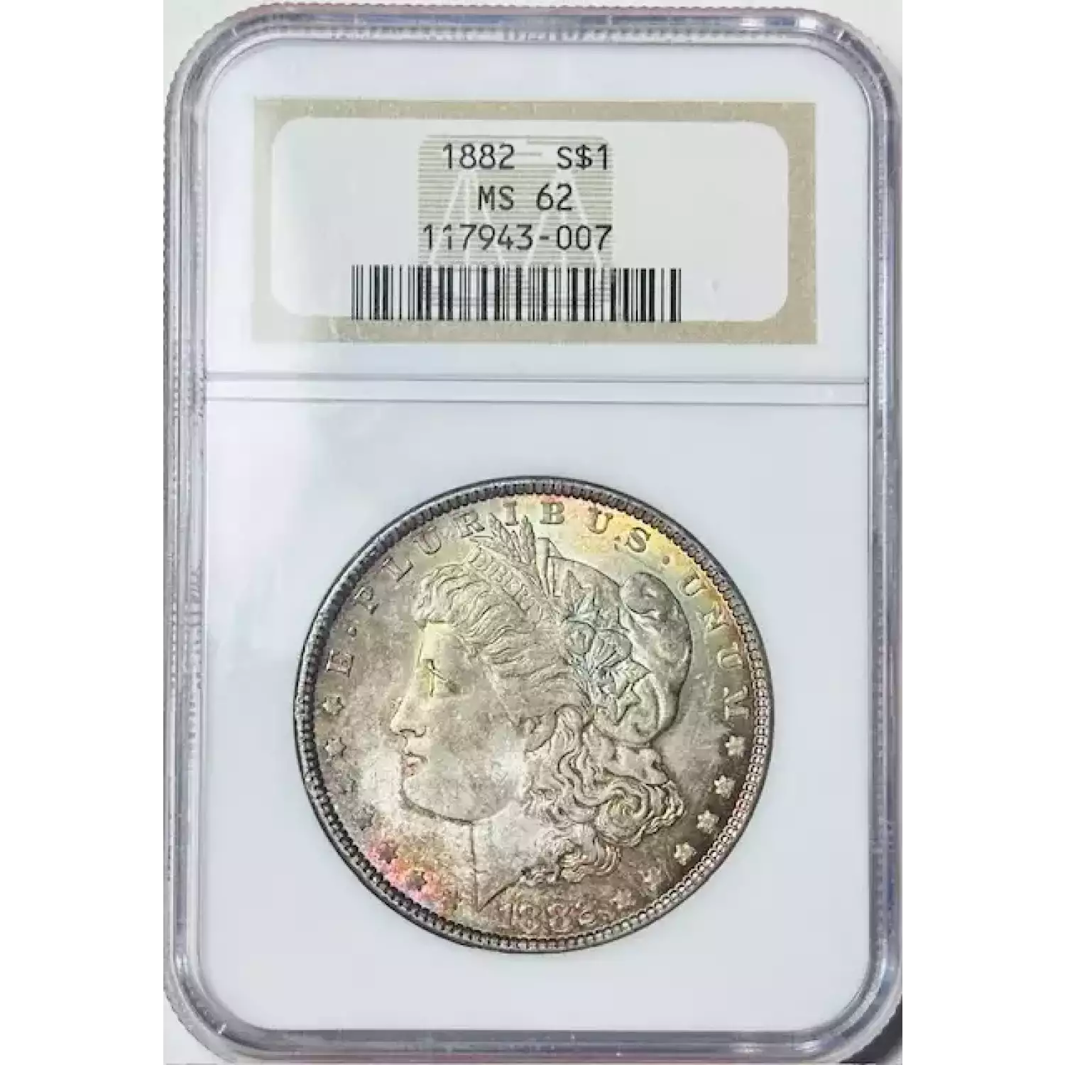 1882 Morgan Silver Dollar NGC MS-62 Rainbow toned x2! Better date - Bob Paul Rare Coins
