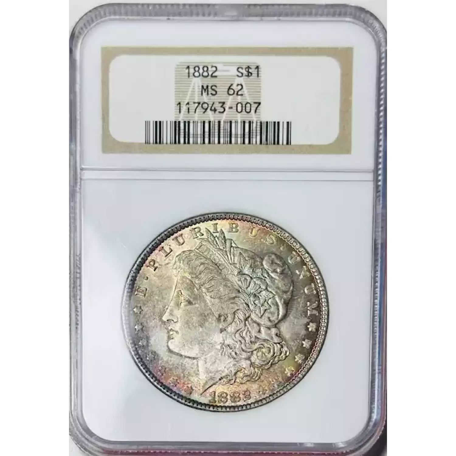 1882 Morgan Silver Dollar NGC MS-62 Rainbow toned x2! Better date - Bob Paul Rare Coins