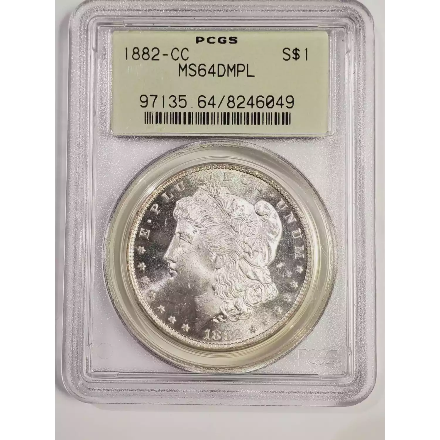 1882-CC Morgan Silver Dollar PCGS MS-64 DMPL (OGH -Old Green Holder) - Bob Paul Rare Coins