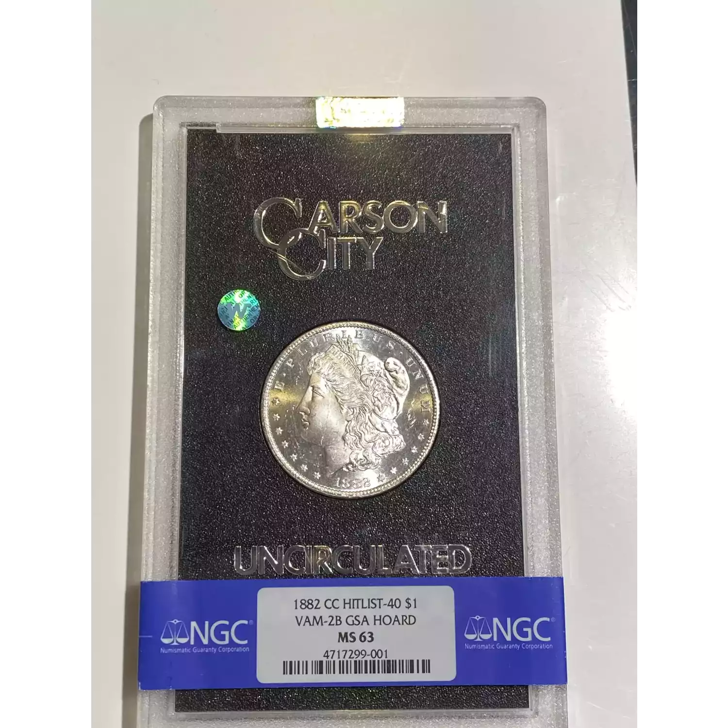 1882-CC Morgan Silver Dollar NGC MS-63 CC VAM-2B GSA HOARD Sight White - Bob Paul Rare Coins