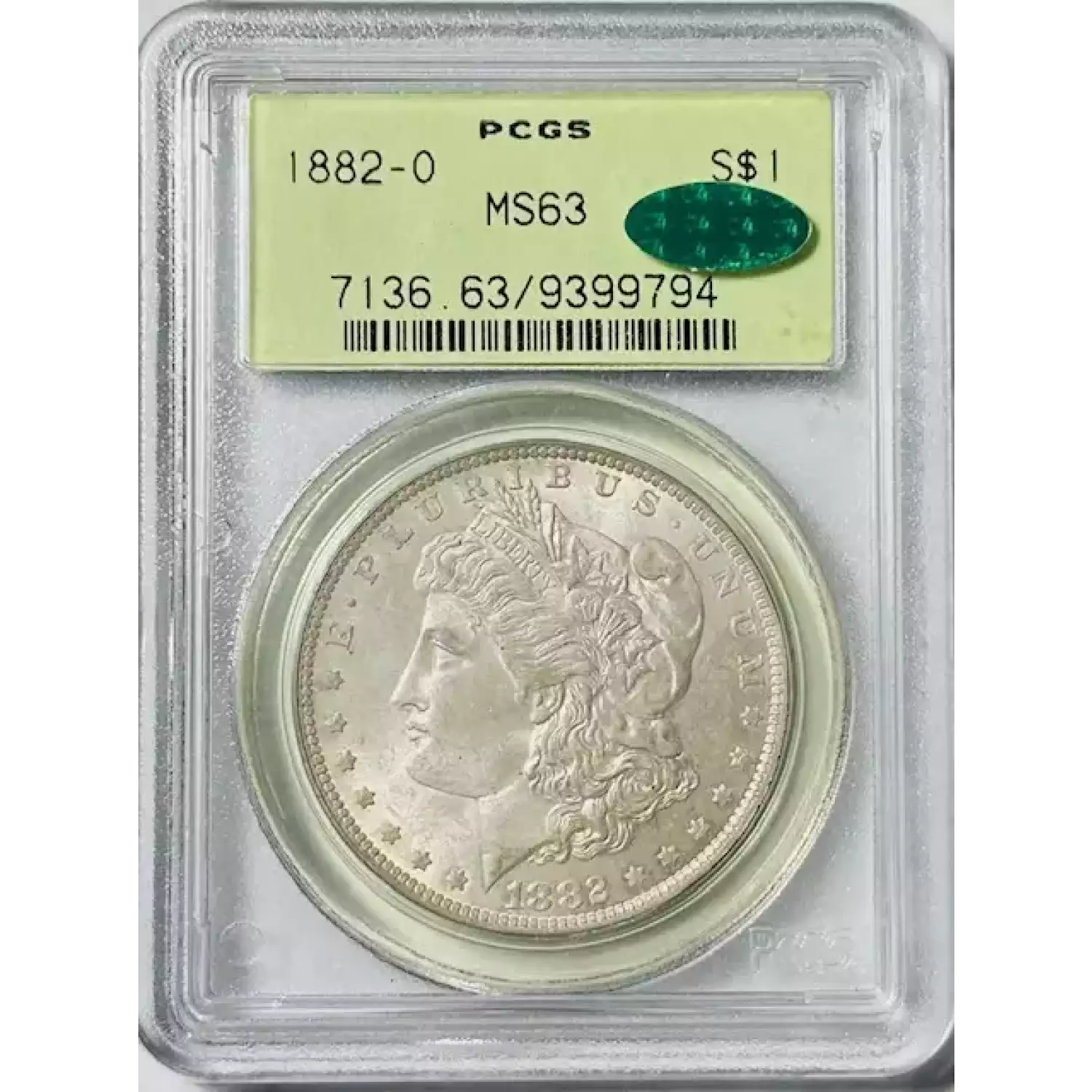 1882-O Morgan Silver Dollar PCGS MS-63 Old Green Holder CAC - Bob Paul Rare Coins