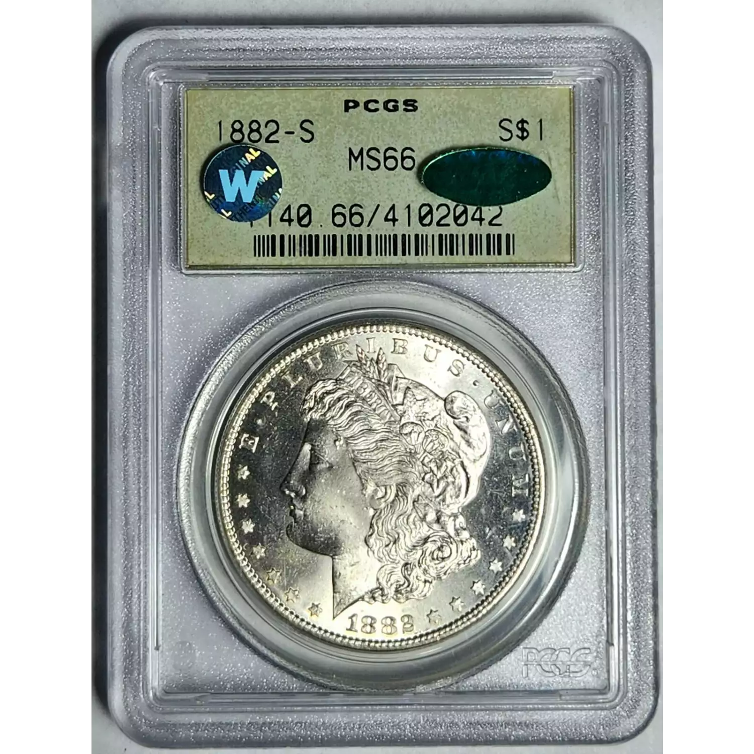 1882-S Morgan Silver Dollar PCGS MS-66 - CAC - OLD GREEN HOLDER - OGH CAC, Sight White - Bob ...