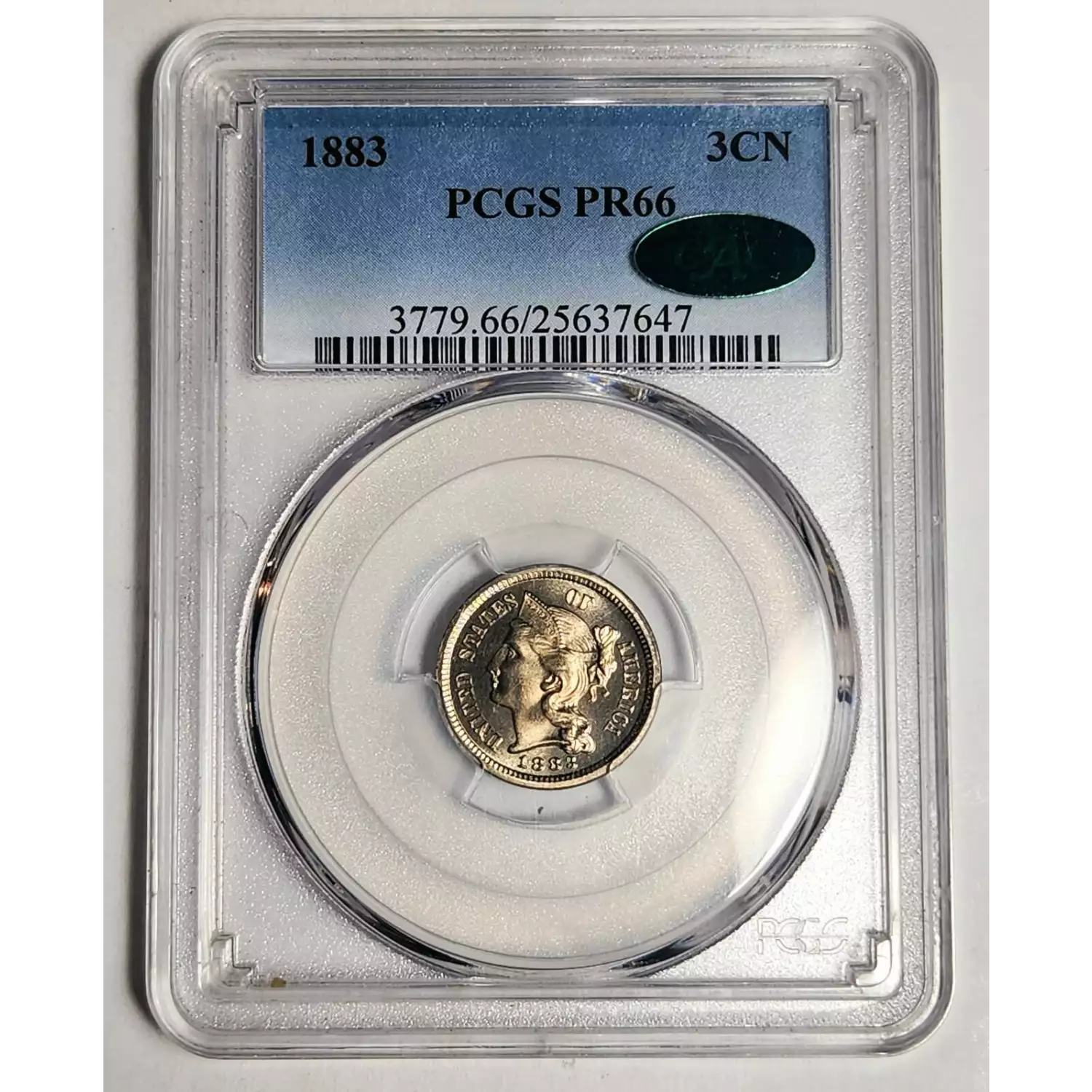 1883 1878 3 CENT NICKEL PCGS PR-66 - CAC CAC - Bob Paul Rare Coins