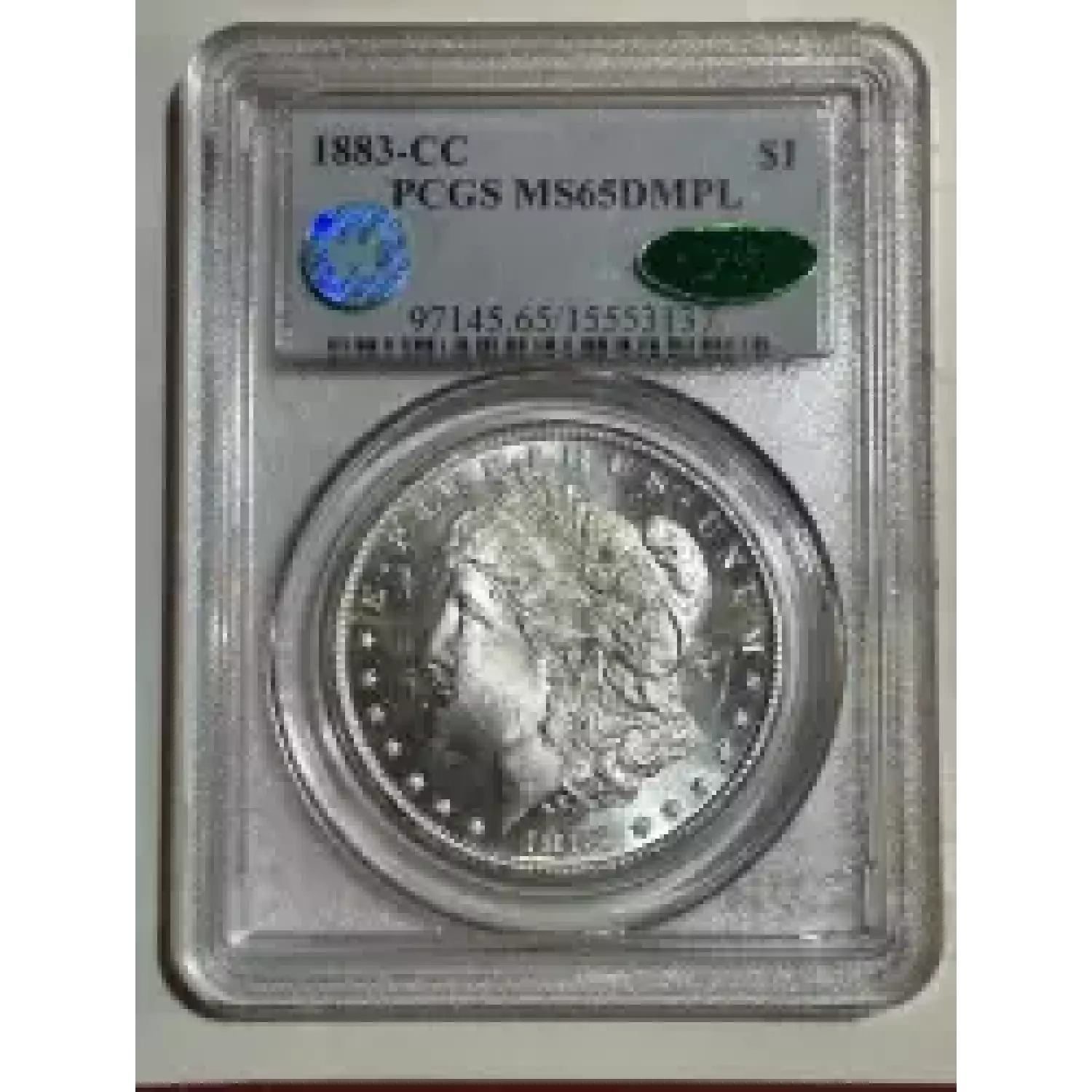 1883-CC Morgan Silver Dollar PCGS MS-65 DMPL CAC, Sight White - Bob Paul Rare Coins