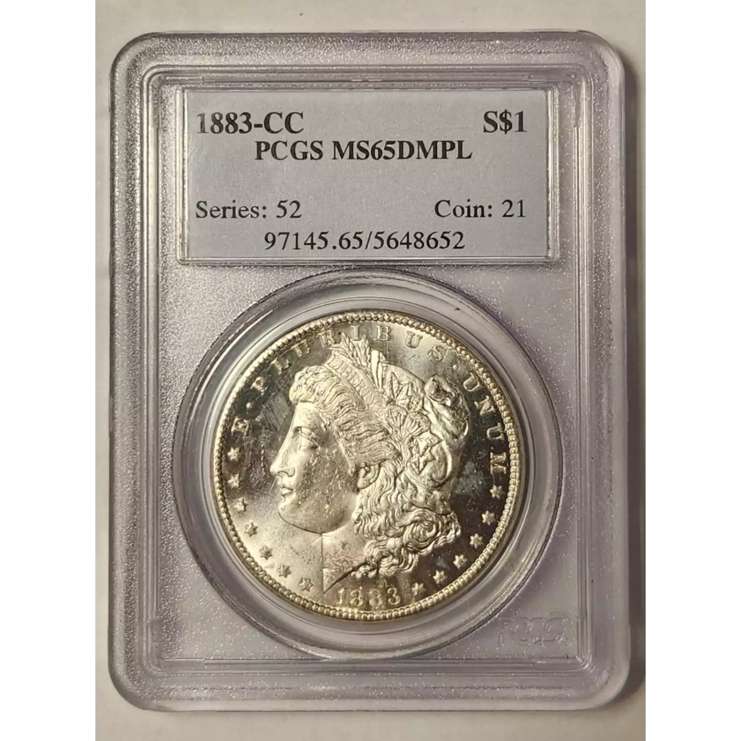 1883-CC PCGS MS-65 DMPL - WHITE! Morgan Silver Dollar - Bob Paul Rare Coins
