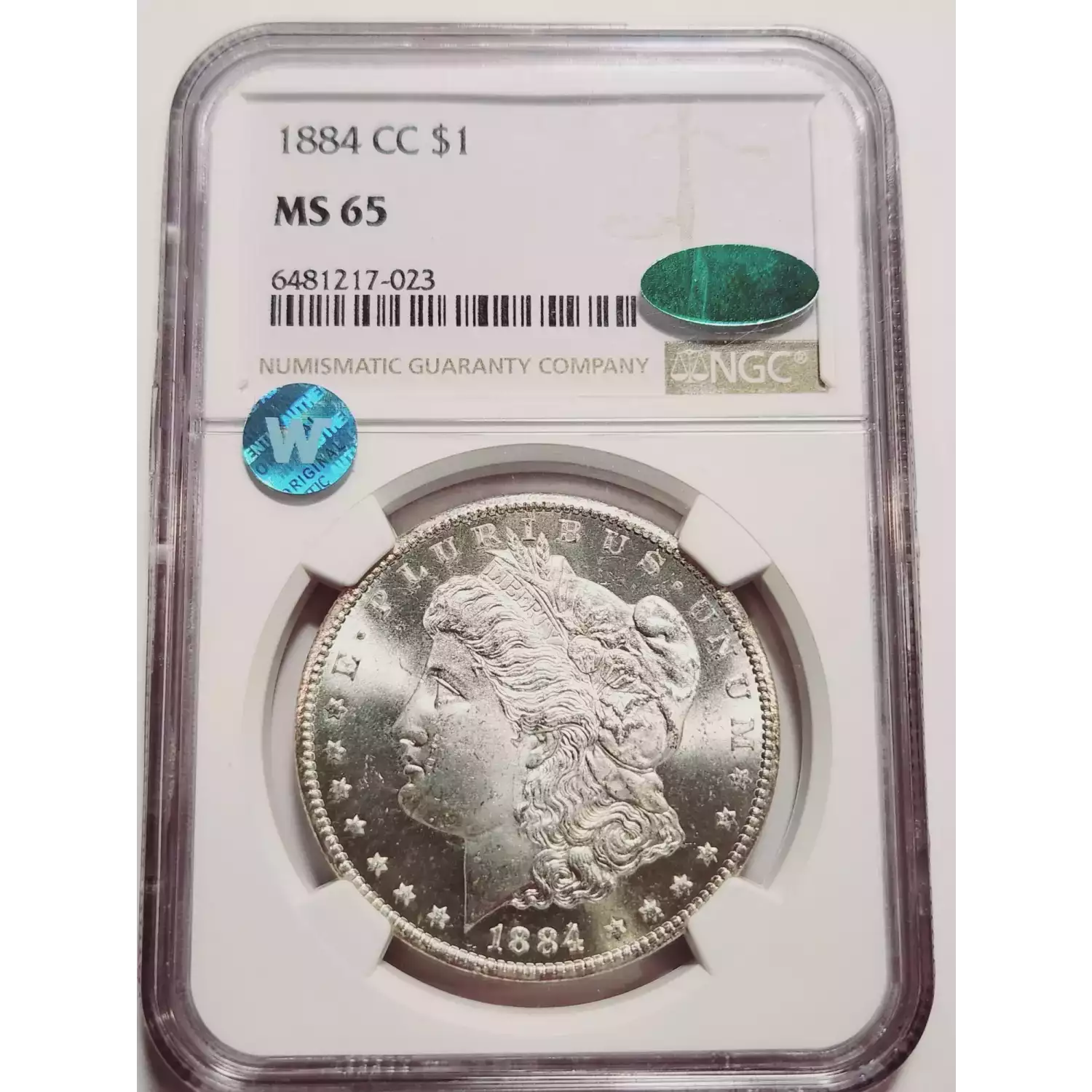 1884-CC Morgan Silver Dollar NGC MS-65 CAC, Sight White - Bob Paul Rare Coins