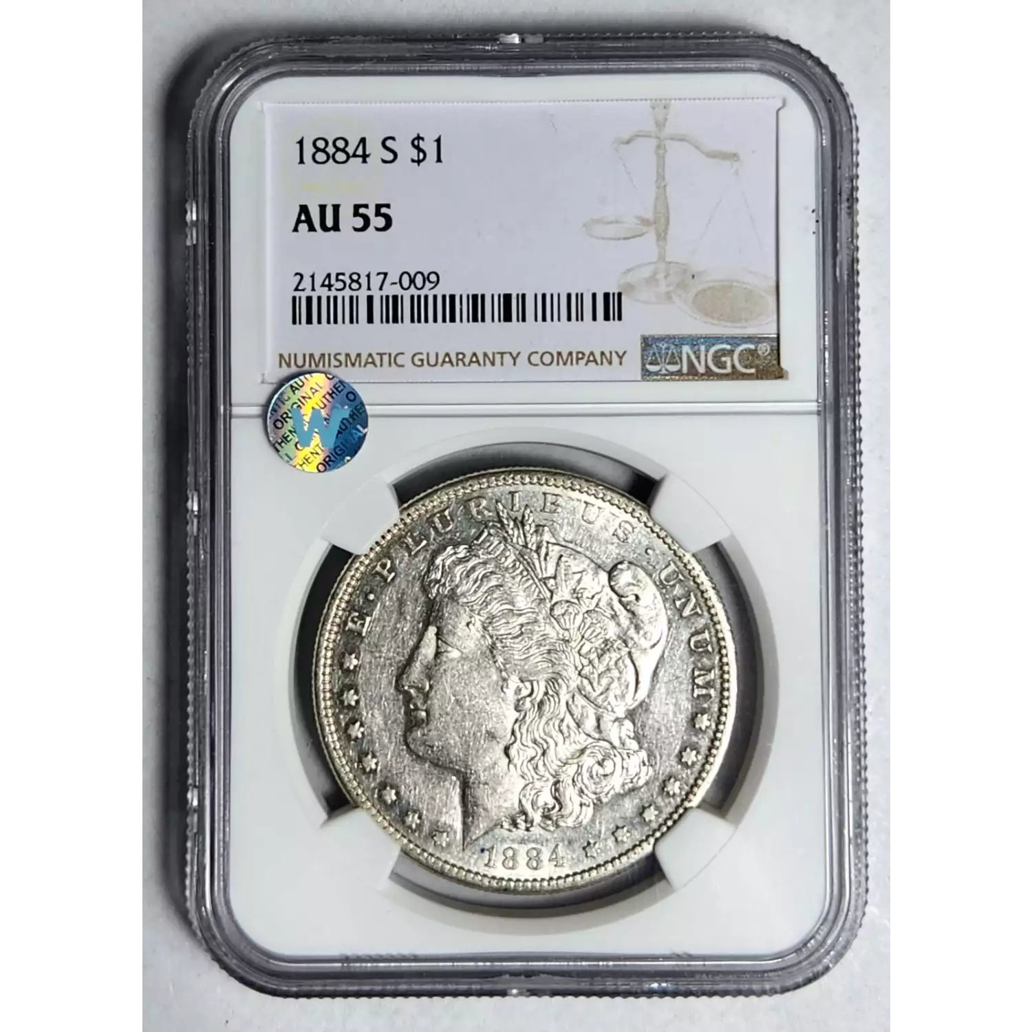1884-S Morgan Silver Dollar NGC AU-55 Sight White - Bob Paul Rare Coins