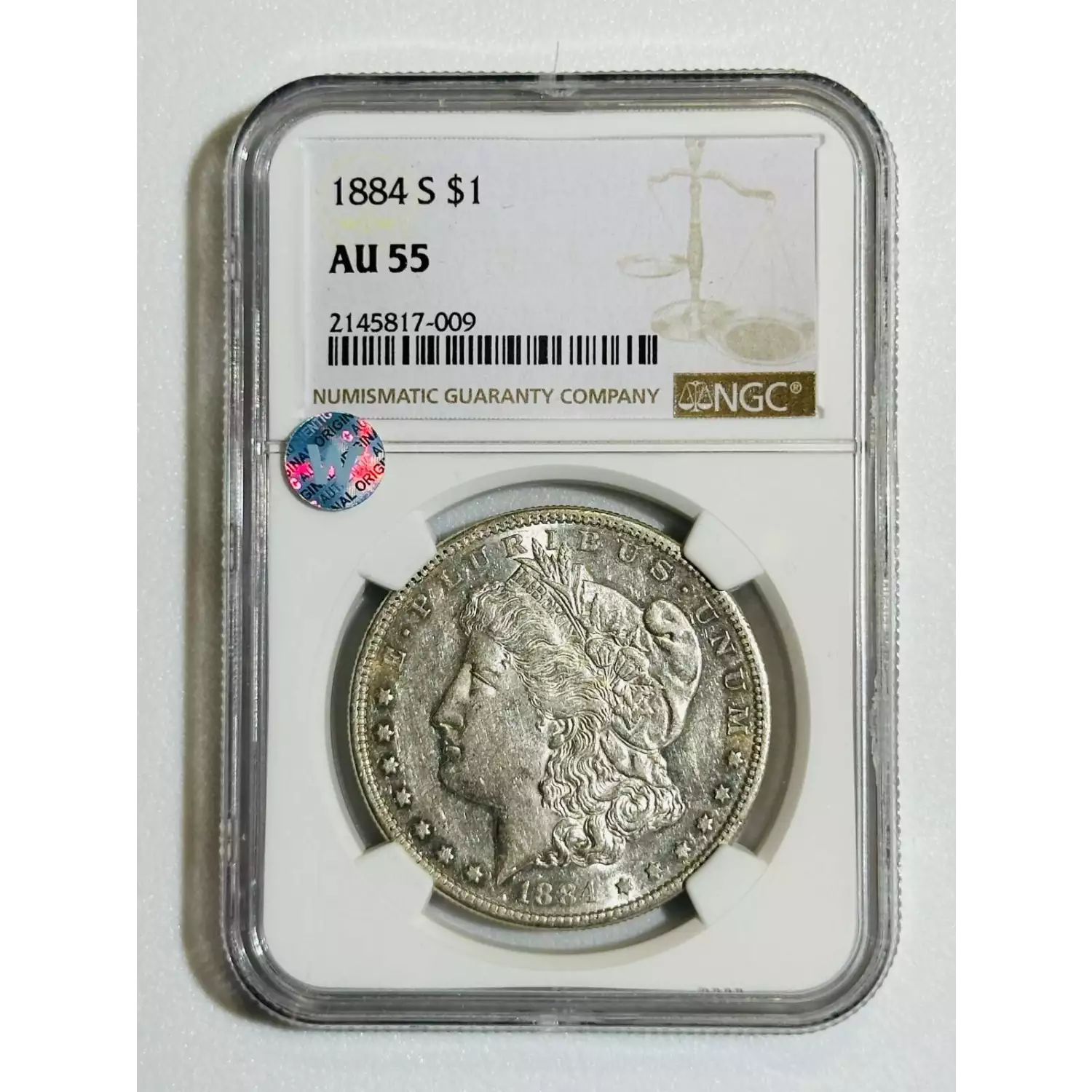 1884-S Morgan Silver Dollar NGC AU-55 Sight White - Bob Paul Rare Coins