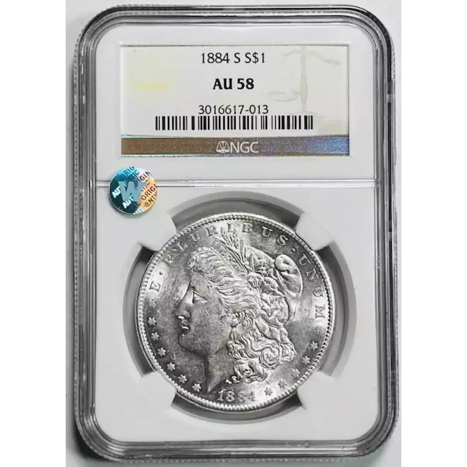 1884-S Morgan Silver Dollar NGC AU-58 Sight White - Bob Paul Rare Coins