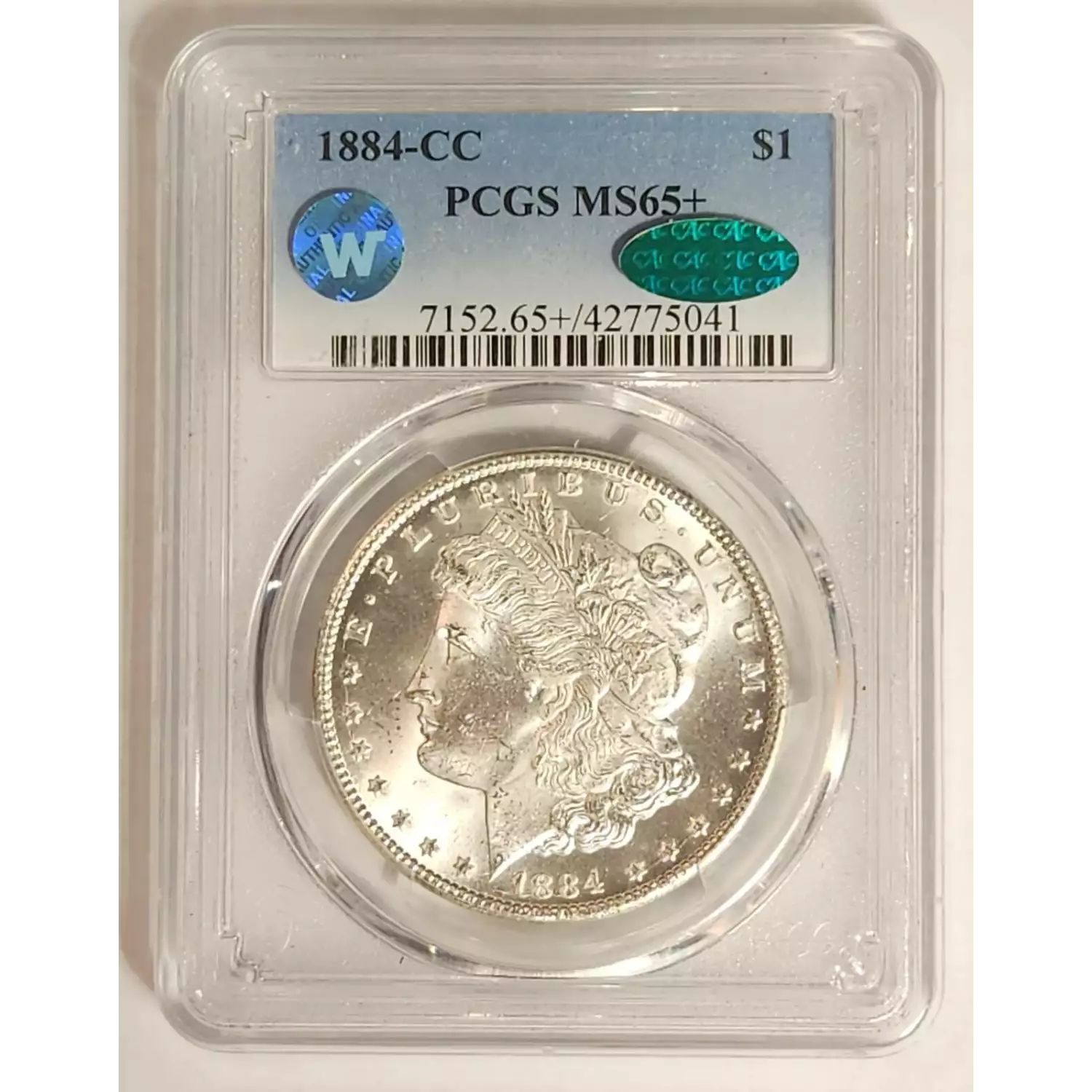 1884-CC Morgan Silver Dollar PCGS MS-65+ CAC, Sight White - Bob Paul Rare Coins