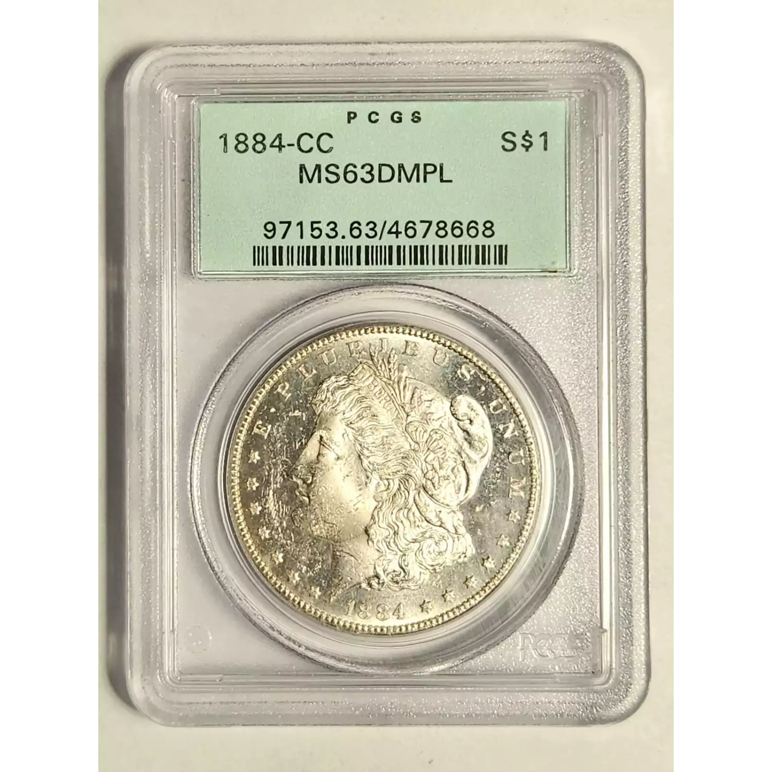 1884-CC Morgan Silver Dollar PCGS MS-63 DMPL - OLD GREEN HOLDER - OGH - Bob Paul Rare Coins