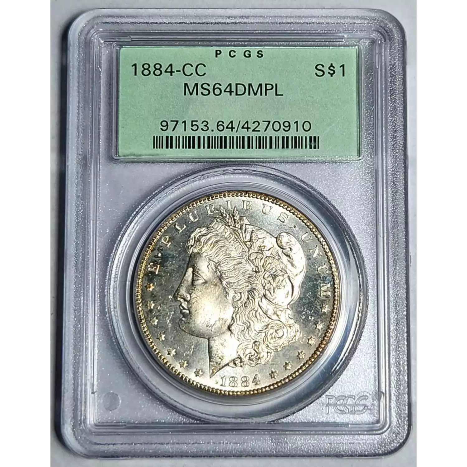 1884-CC Morgan Silver Dollar PCGS MS-64 DMPL - OLD GREEN HOLDER - OGH - Bob Paul Rare Coins