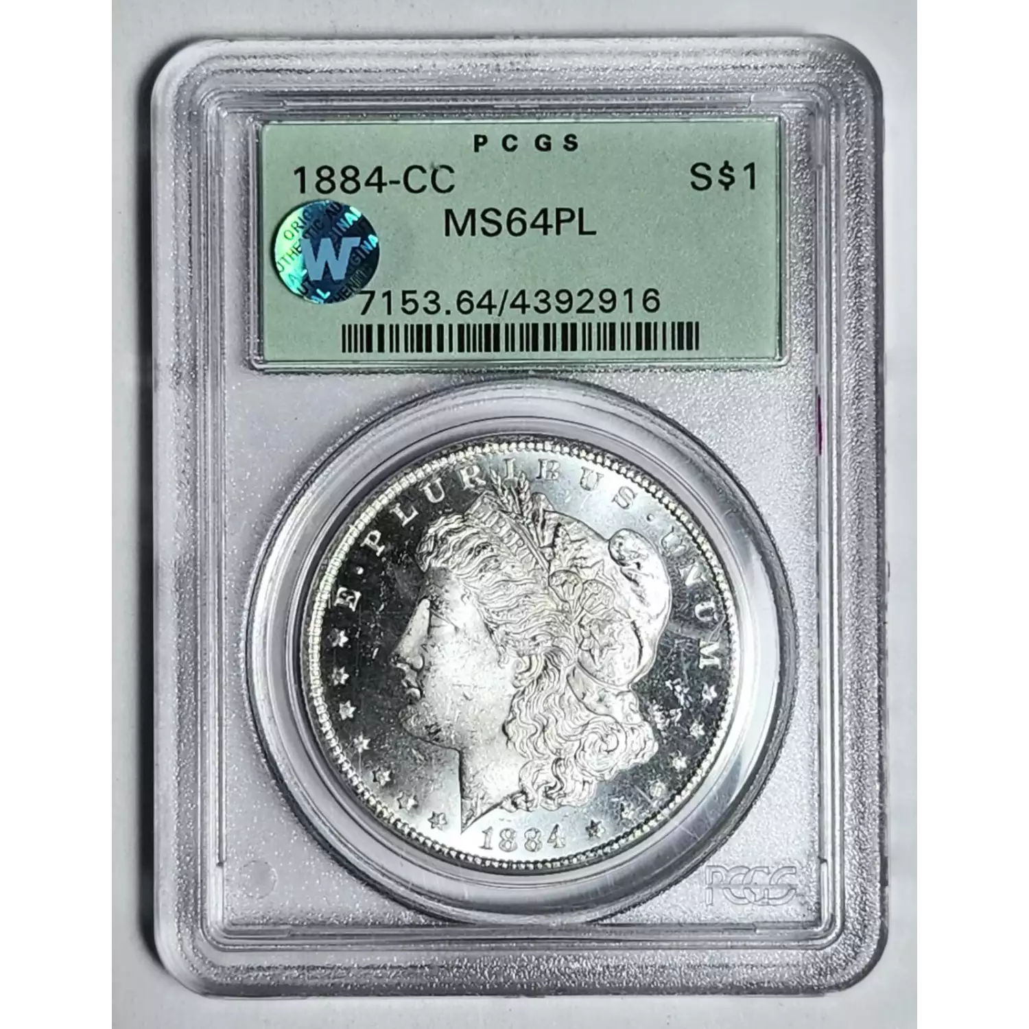 1884-CC Morgan Silver Dollar PCGS MS-64 PL - OLD GREEN HOLDER - CAMEO Sight White - Bob Paul ...