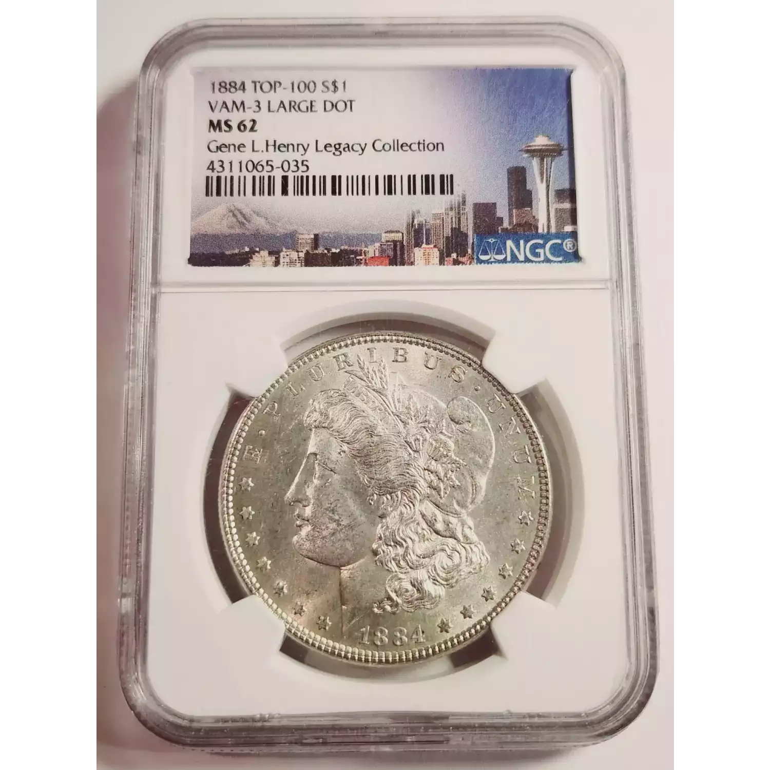1884 Morgan Silver Dollar NGC MS-62 VAM-3 LARGE DOT - TOP 100 - Bob Paul Rare Coins