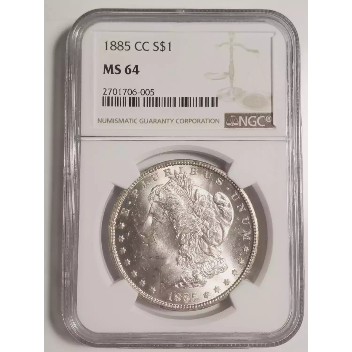 1885-CC Morgan Silver Dollar NGC MS-64 - Bob Paul Rare Coins