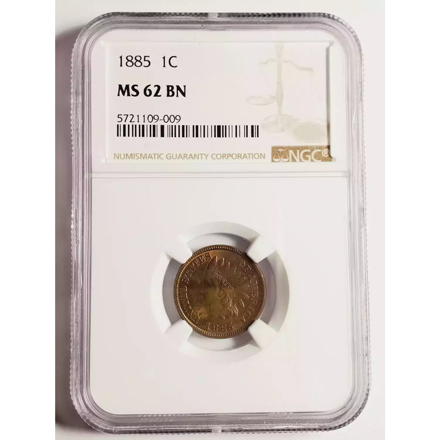 1885 Small Cents Indian Head NGC MS-62 BN - Bob Paul Rare Coins