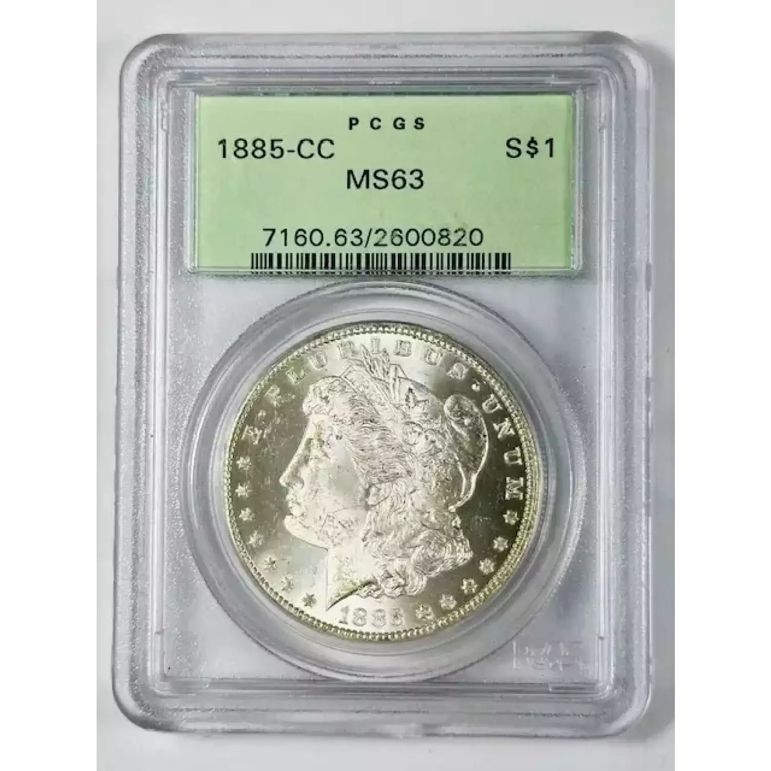 1885-CC Morgan Silver Dollar PCGS MS-63 Old Green Holder OGH- PL Reverse - Bob Paul Rare Coins