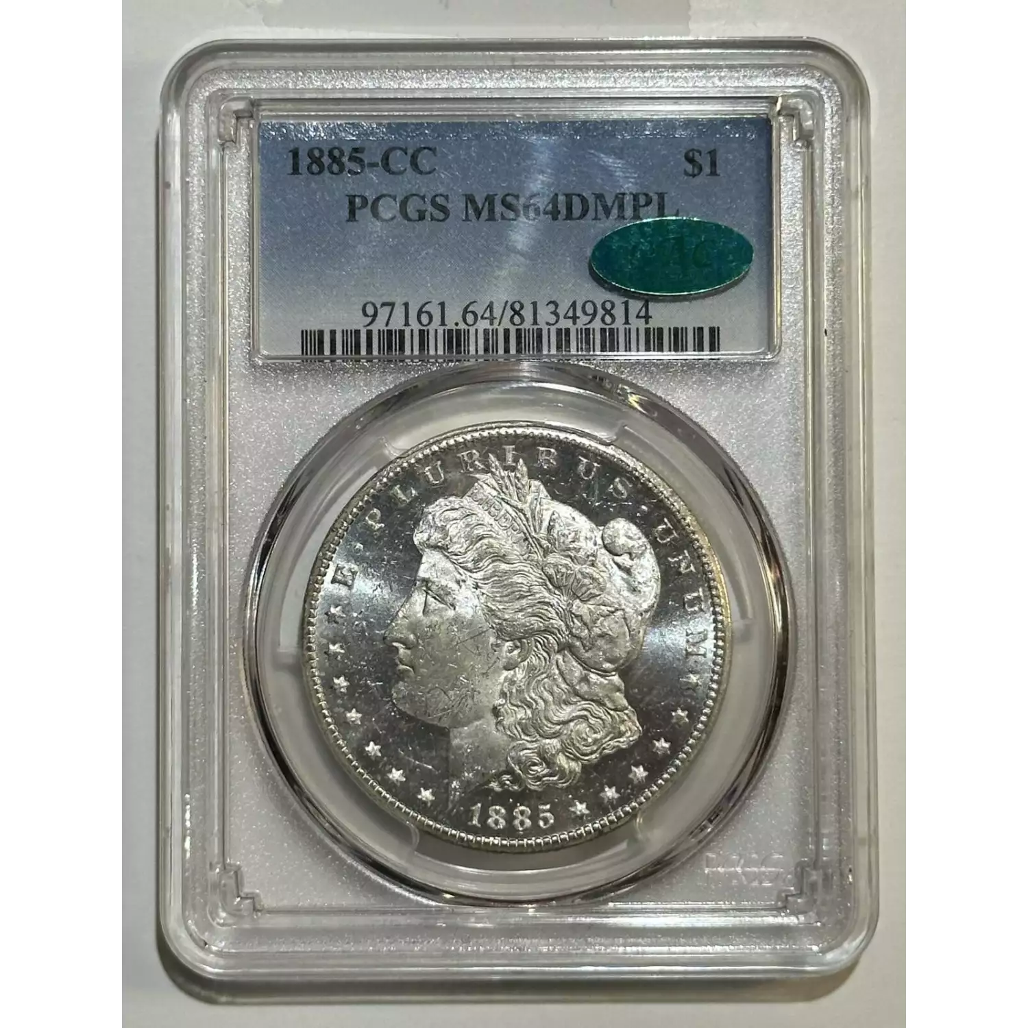 1885-CC Morgan Silver Dollar PCGS MS-64 DMPL CAC - Bob Paul Rare Coins