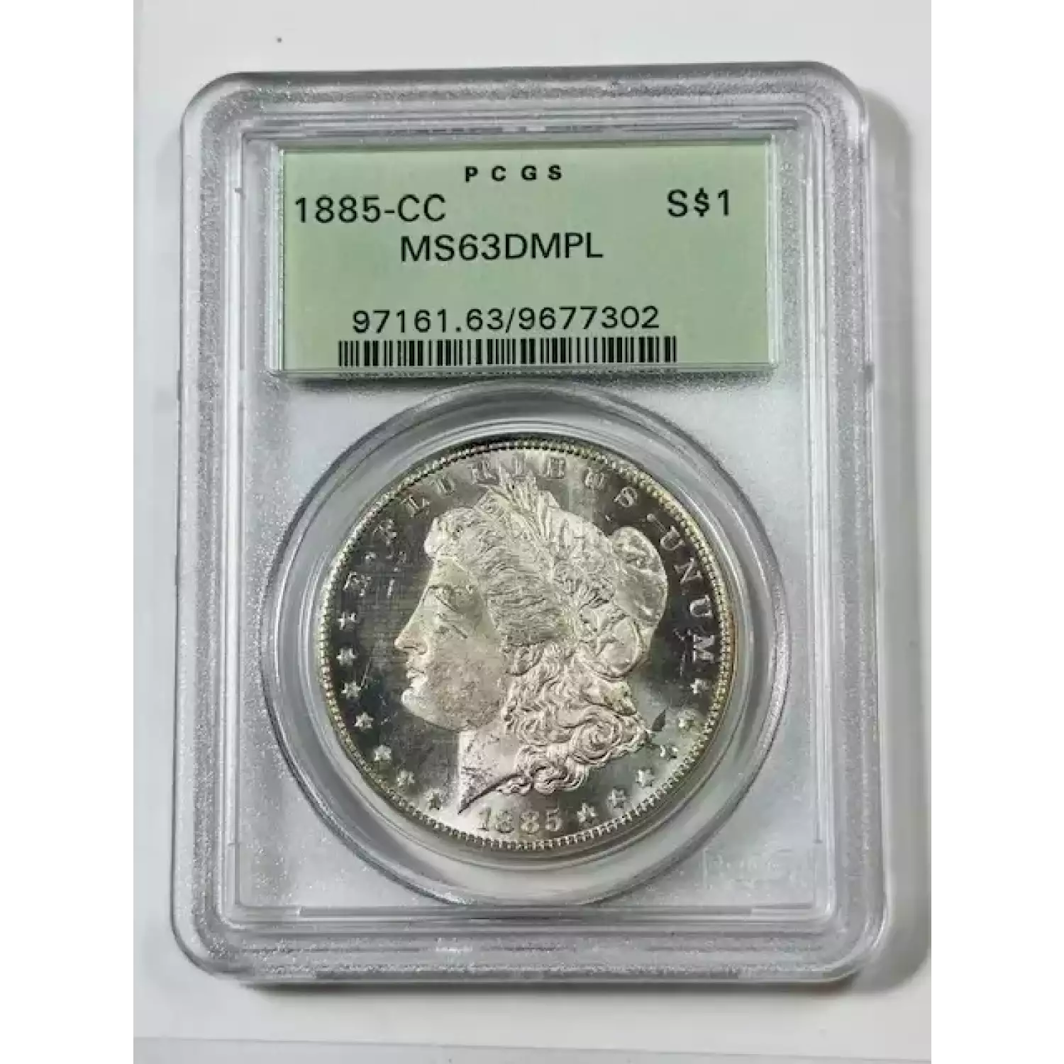 1885-CC Morgan Silver Dollar PCGS MS-63 DMPL Old Green Holder - Bob Paul Rare Coins