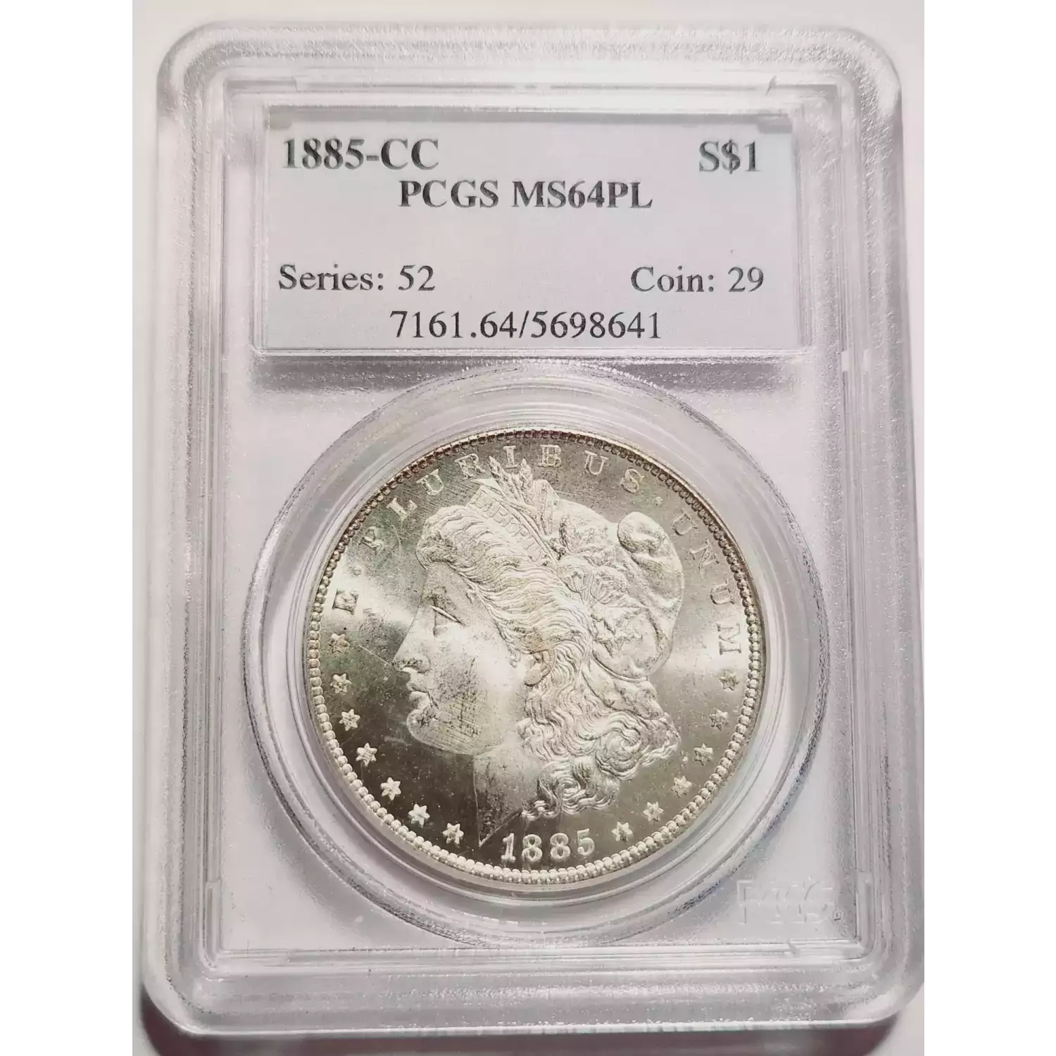 1885-CC Morgan Silver Dollar PCGS MS-64 PL - Bob Paul Rare Coins