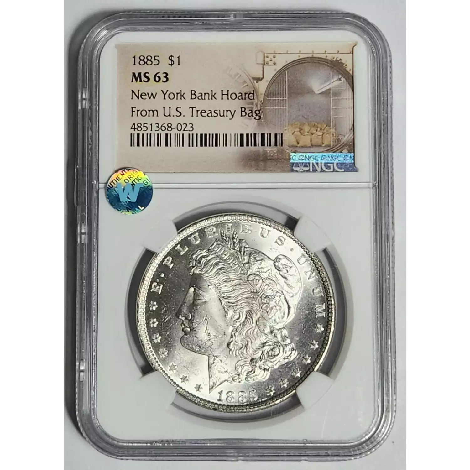 1885 Morgan Silver Dollar NGC MS-63 New York Bank Hoard From U.S. Treasury Bag Sight White - Bob ...