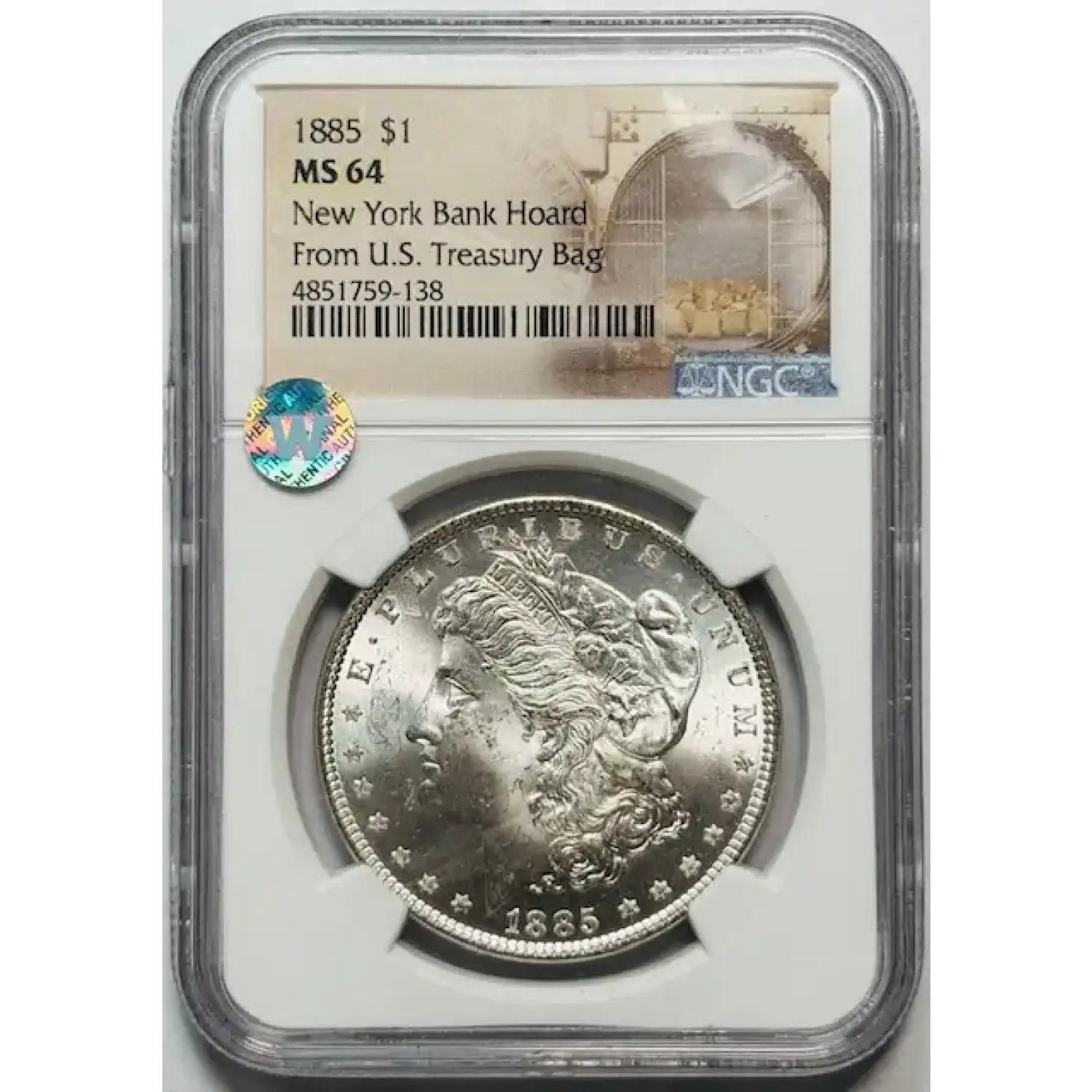 1885 Morgan Silver Dollar NGC MS-64 New York Bank Hoard From U.S ...