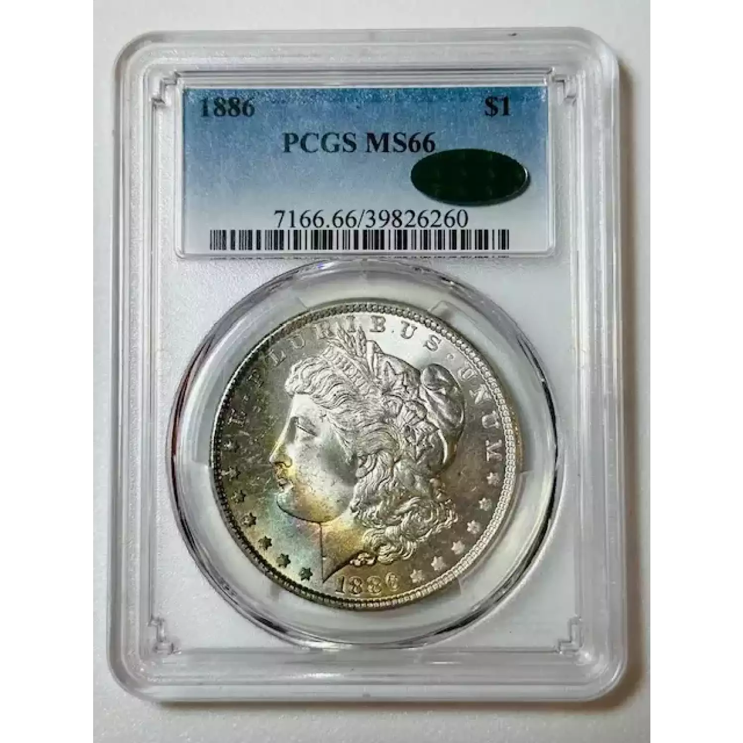 1886 Morgan Silver Dollar PCGS MS-66 Nice Toning! CAC - Bob Paul Rare Coins