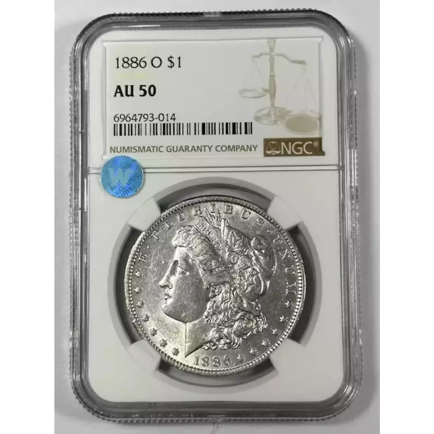 1886-O Morgan Silver Dollar NGC AU-50 Sight White - Bob Paul Rare Coins
