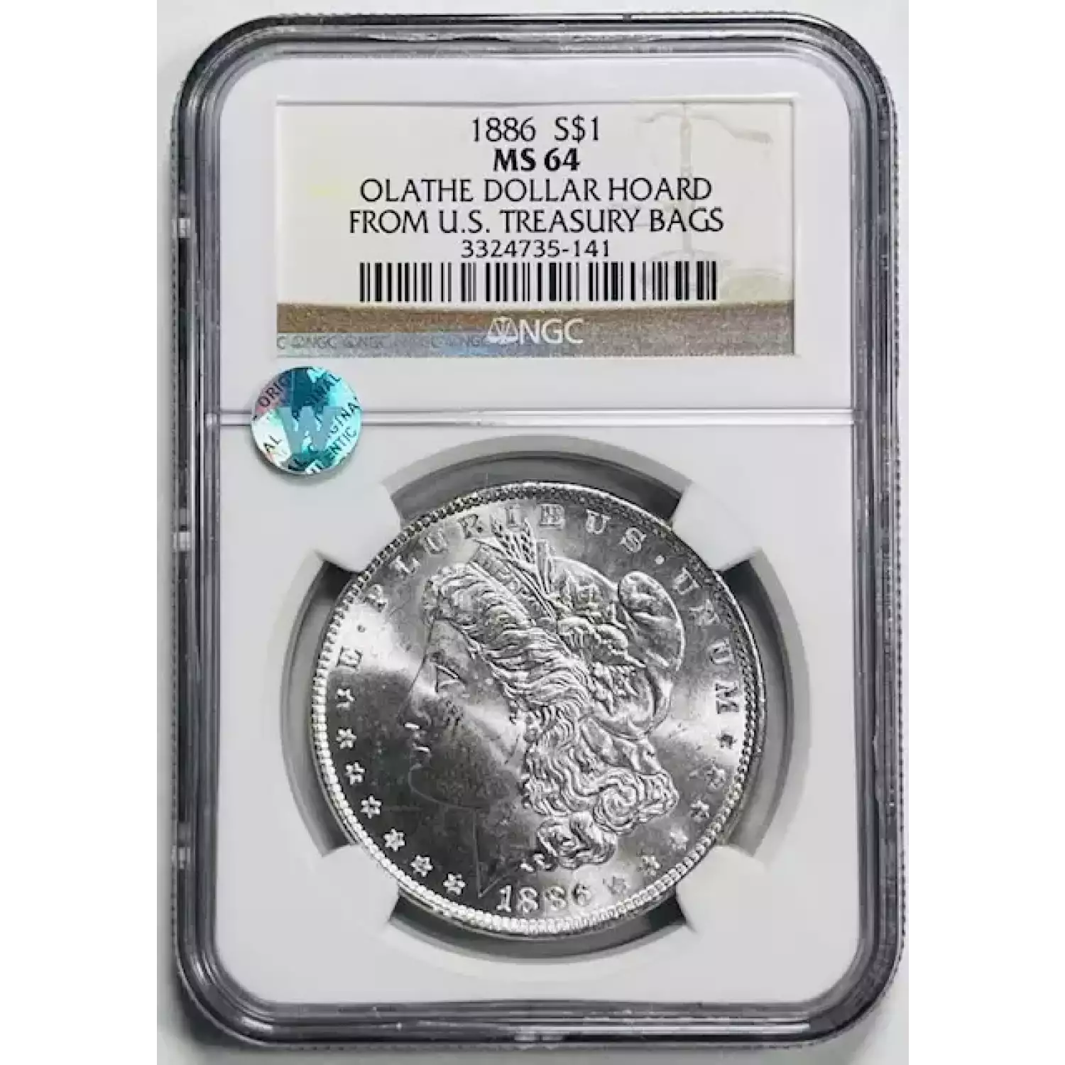 1886 Morgan Silver Dollar NGC MS-64 Olathe Dollar Hoard Sight White - Bob Paul Rare Coins