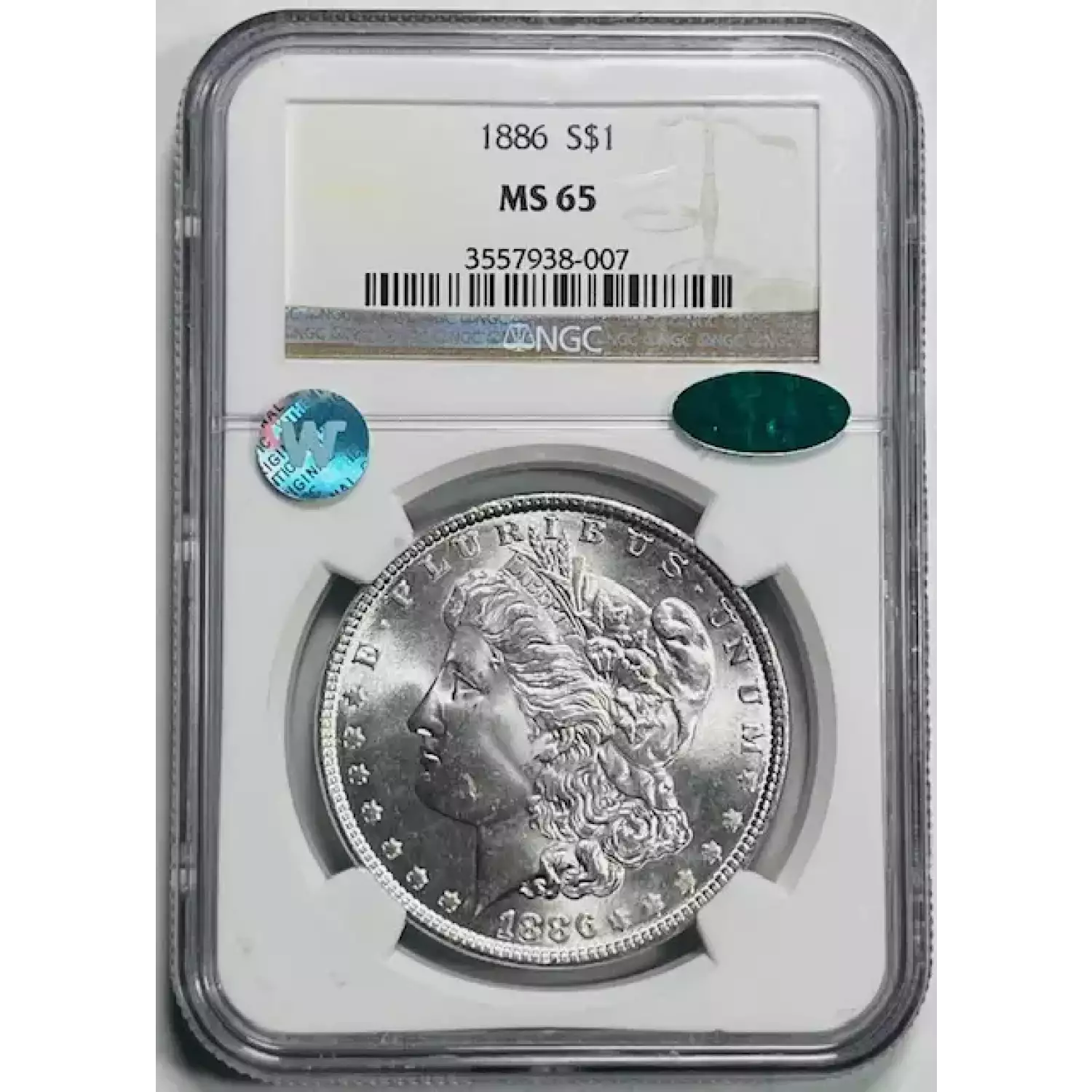 1886 Morgan Silver Dollar NGC MS-65 CAC, Sight White - Bob Paul Rare Coins
