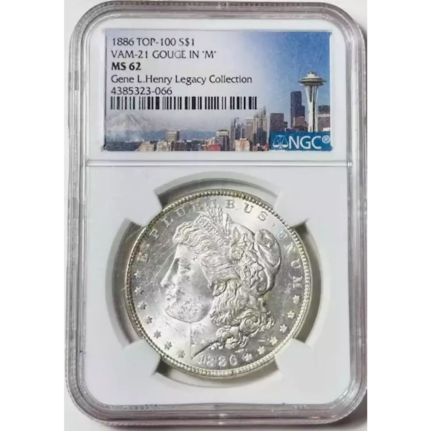 1886 Morgan Silver Dollar NGC MS-62 VAM-21 MPD ""GOUGE IN M"" - Bob Paul Rare Coins
