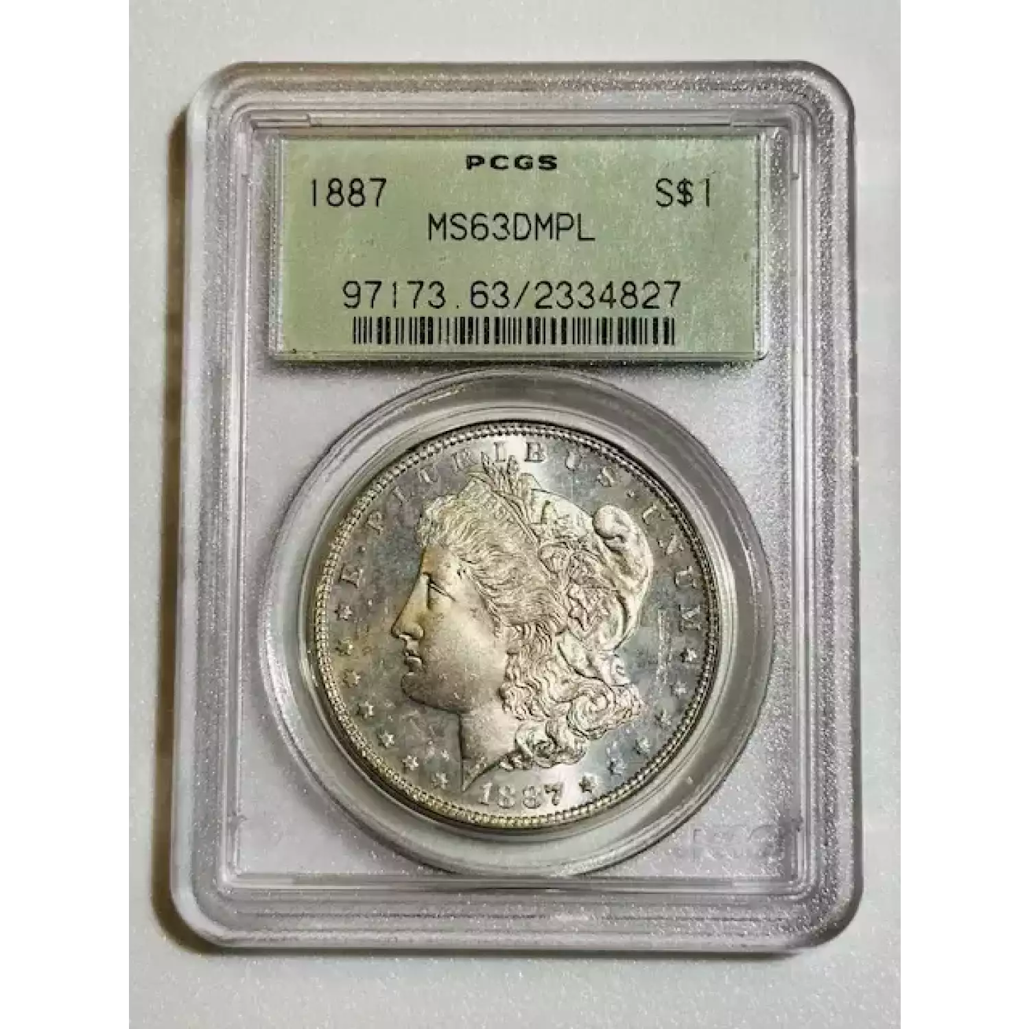 1887 Morgan Silver Dollar PCGS MS-63 DMPL PREMIUM QUALITY! OGH Old Green Holder! - Bob Paul Rare ...