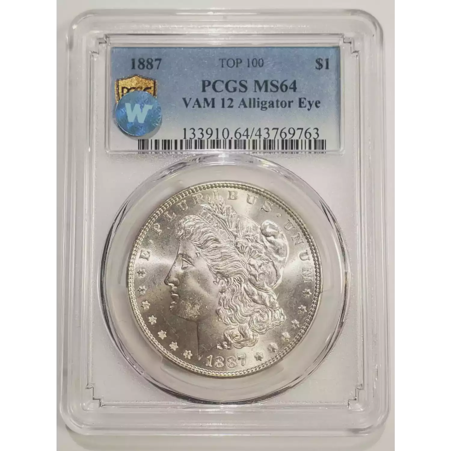 1887 Morgan Silver Dollar PCGS MS-64 TOP 100 VAM 12 Alligator Eye Sight ...