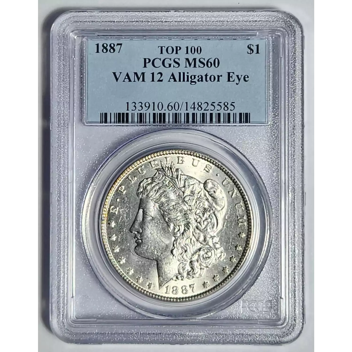 1887 Morgan Silver Dollar PCGS MS-60 VAM 12 - ALLIGATOR EYE - TOP 100 ...