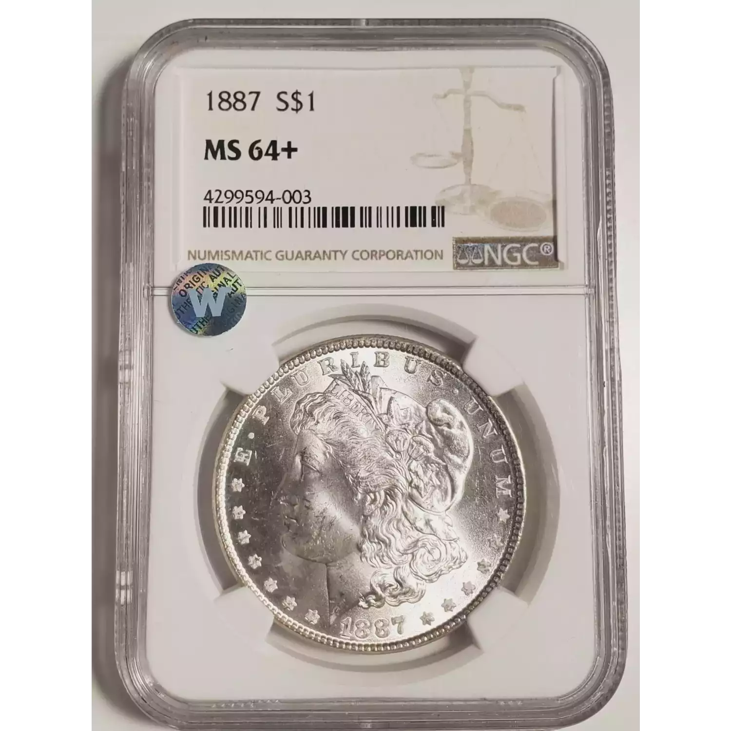 1887 Morgan Silver Dollar NGC MS-64+ Sight White - Bob Paul Rare Coins