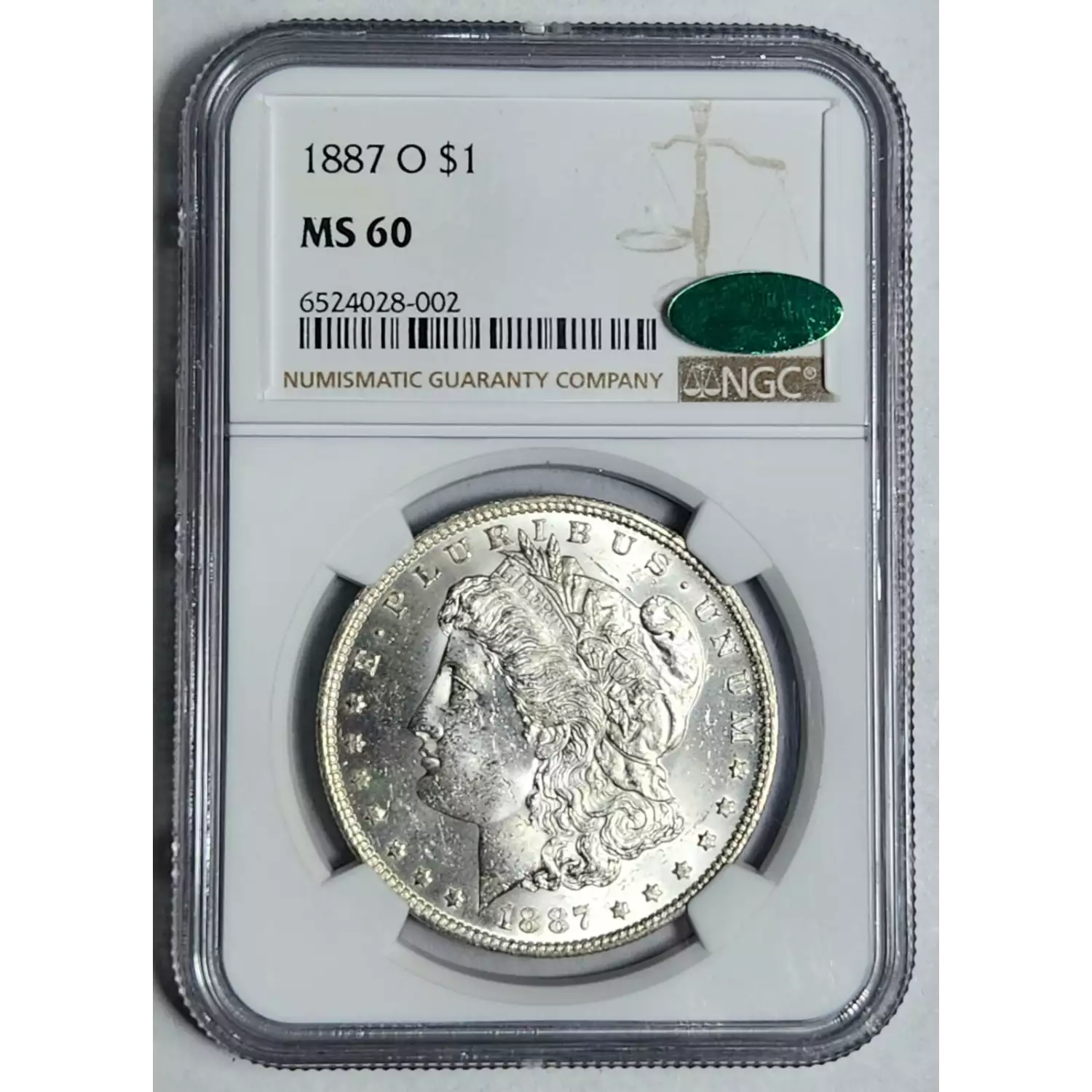 1887-O Morgan Silver Dollar NGC MS-60 - CAC CAC - Bob Paul Rare Coins